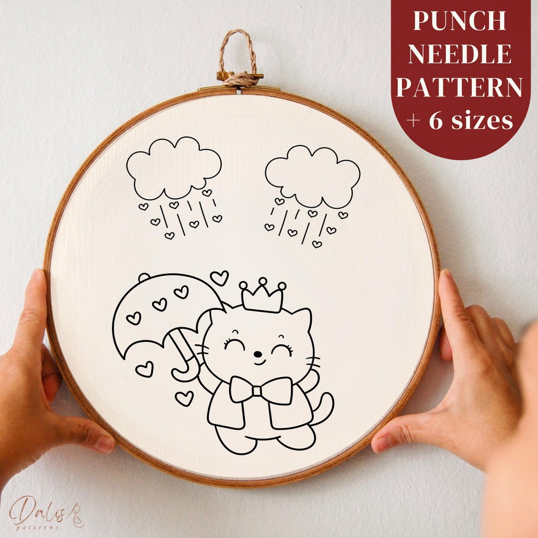 Cute Cat Punch Needle Pattern, Printable Punch Needle PDF Design ...