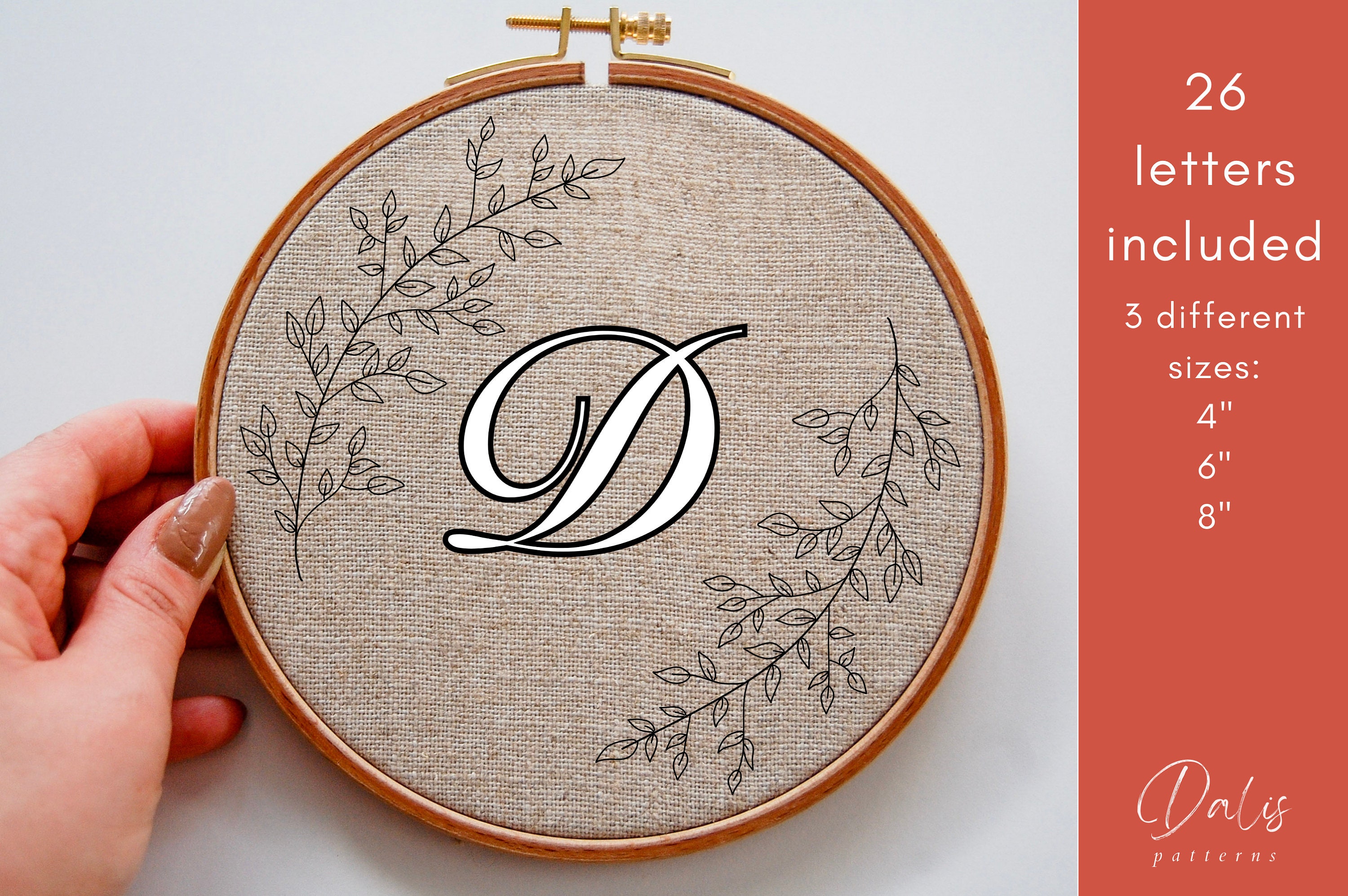 A-Z Alphabet Embroidery PDF Pattern Designs With Leaves, 26 Letters ...