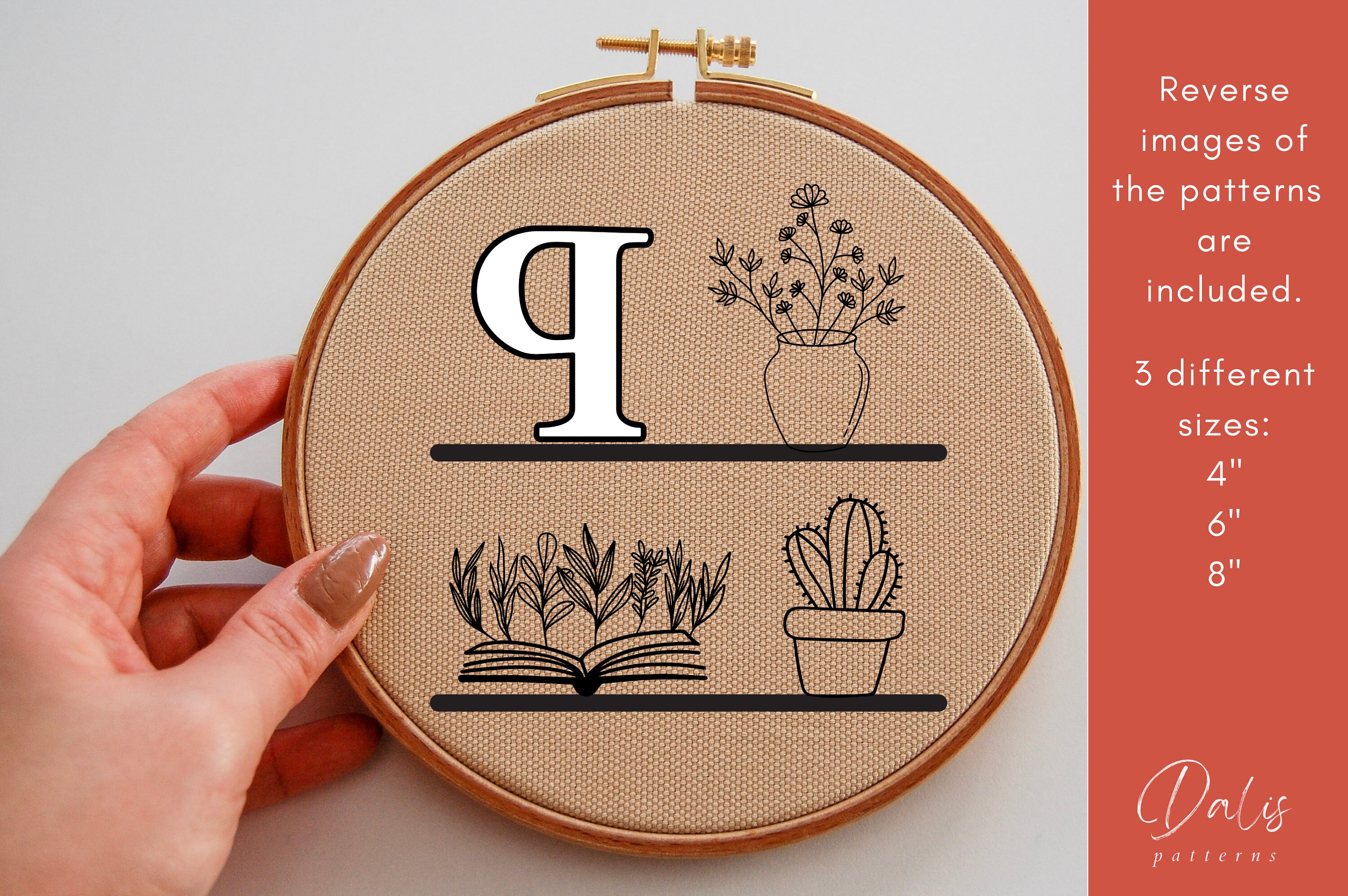 Monogram Embroidery PDF Pattern Bundle With Bookshelves Design, Beginner Hand Embroidery PDF ...