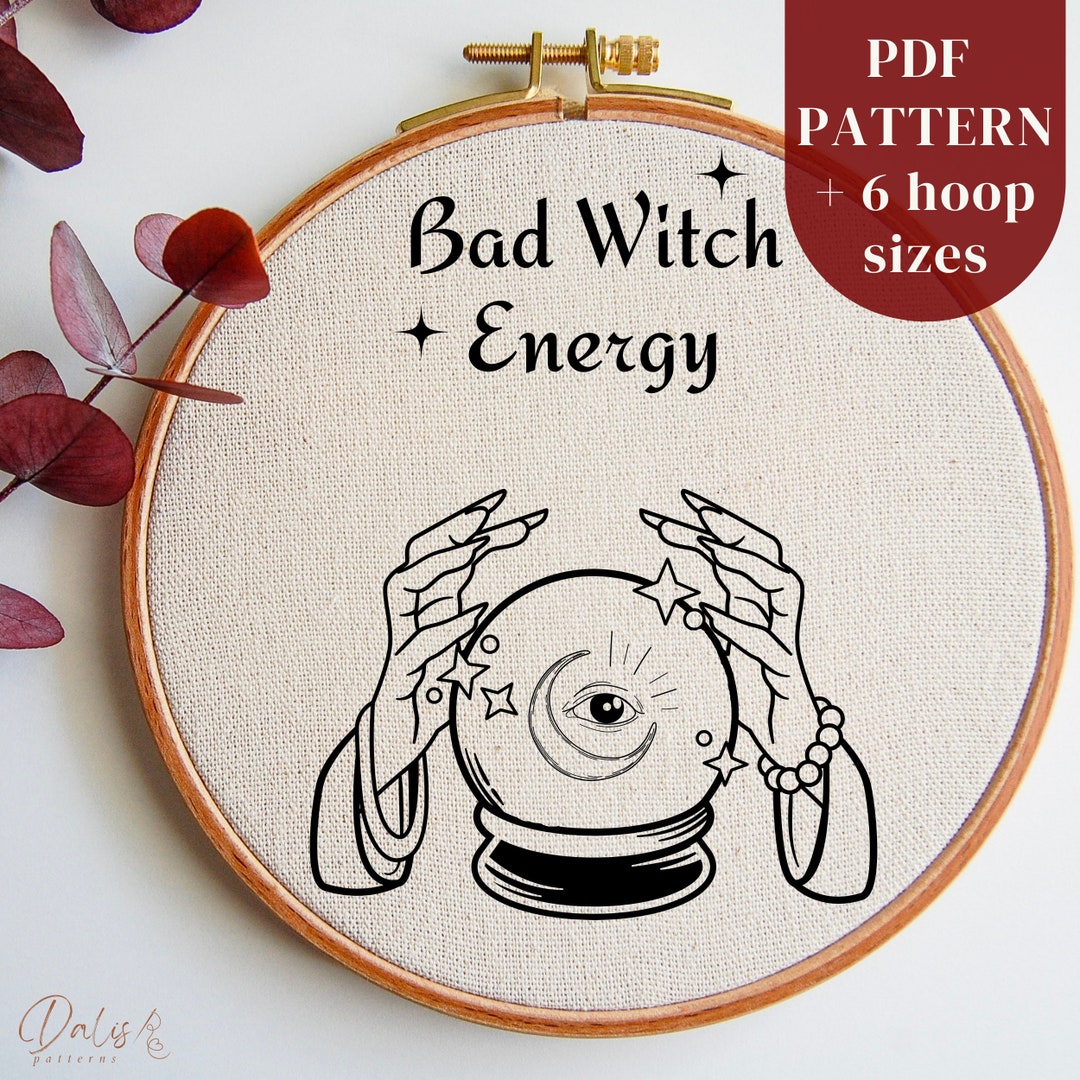 Witchy Embroidery PDF Pattern, Crystal Ball Hand Embroidery Design ...