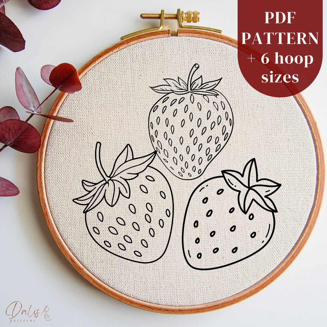 Summer Fruit Hand Embroidery PDF Pattern File, Strawberries Hand ...