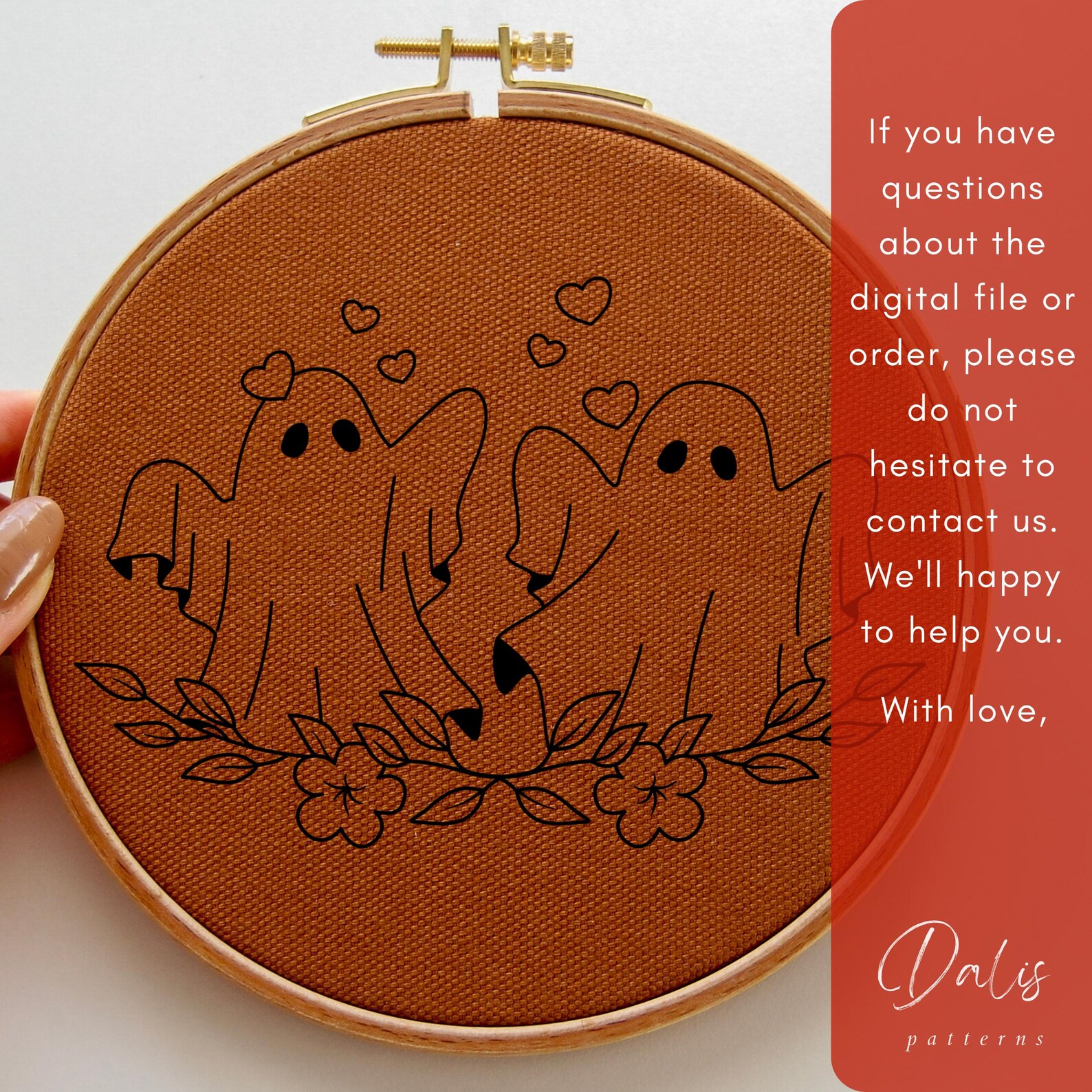 Cute Ghosts Hand Embroidery Design, Halloween Embroidery Hoop Art PDF ...