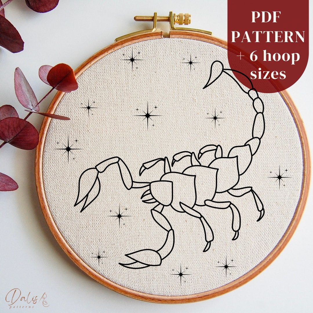 Scorpio Zodiac Sign Hand Embroidery PDF Pattern for Beginners ...