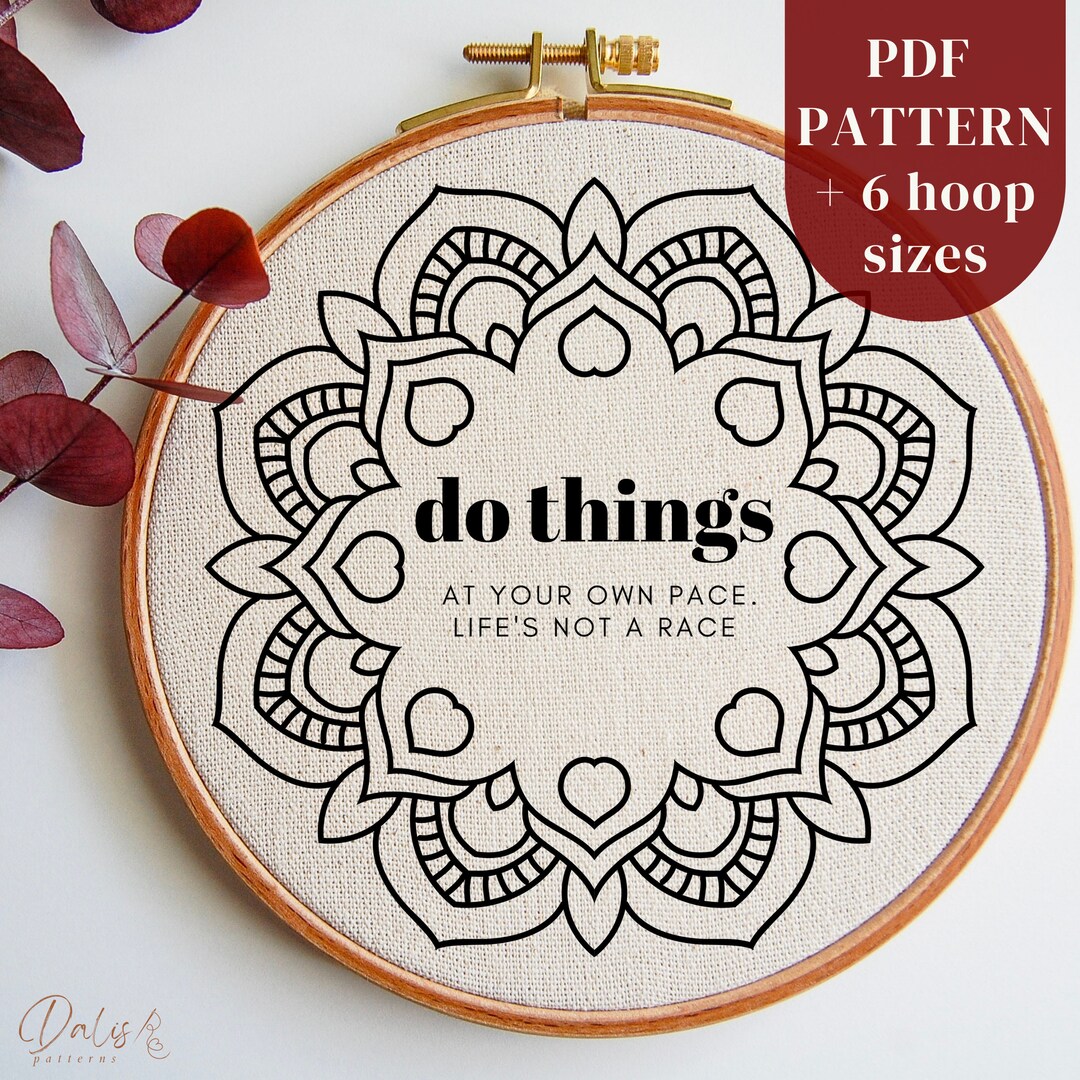 Mandala Embroidery PDF Pattern, Quotation Hand Embroidery Design ...