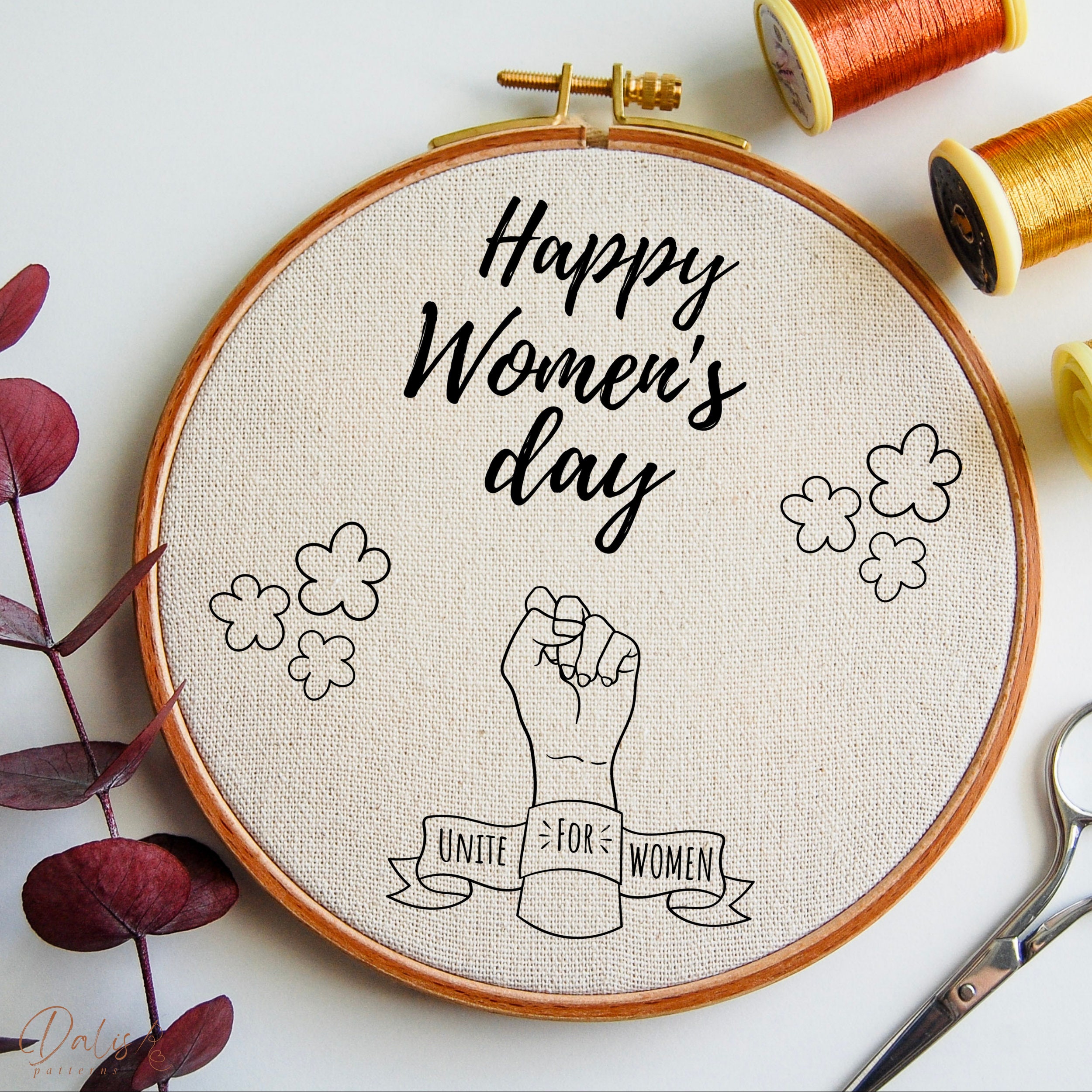 Women's Day Hand Embroidery PDF Pattern, Feminist DIY Hoop Art Design ...