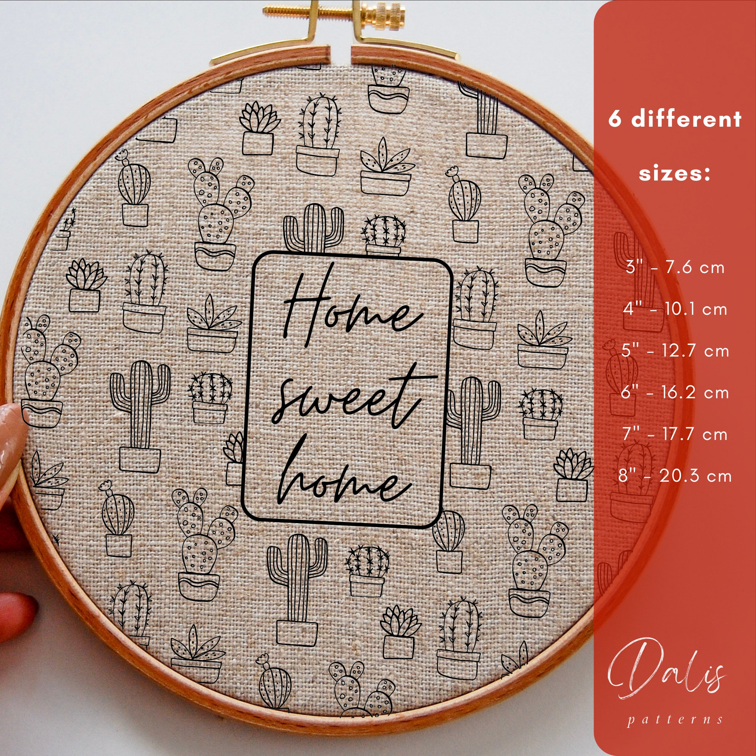 Cactus Embroidery Design Bundle, Cacti DIY Hoop Art Pattern Files, Hand ...