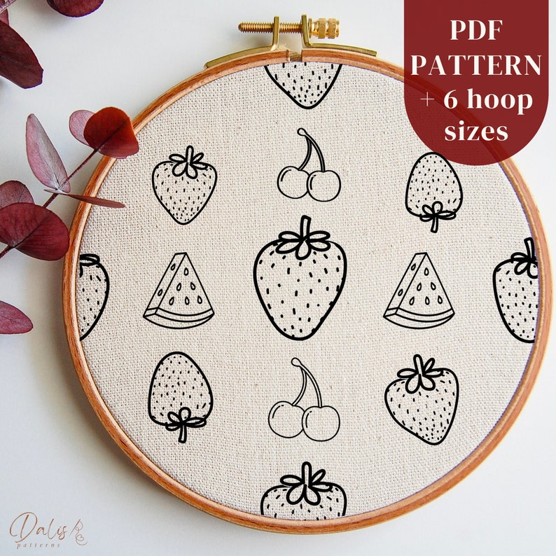 Summer Fruits Embroidery PDF Pattern, Food Hand Embroidery Pattern ...