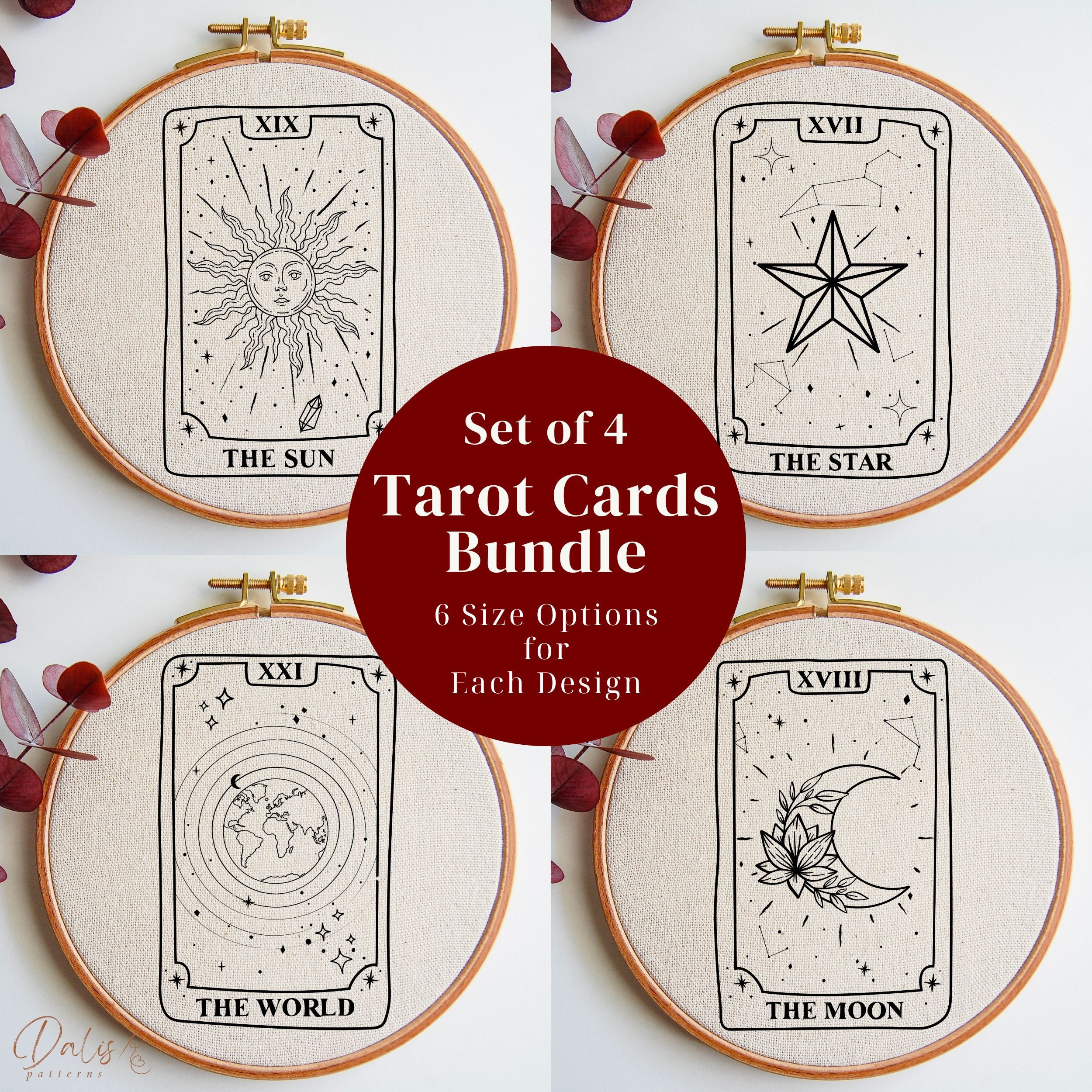 Tarot Cards Embroidery PDF Patterns Bundle: the Sun, Moon, Star and ...