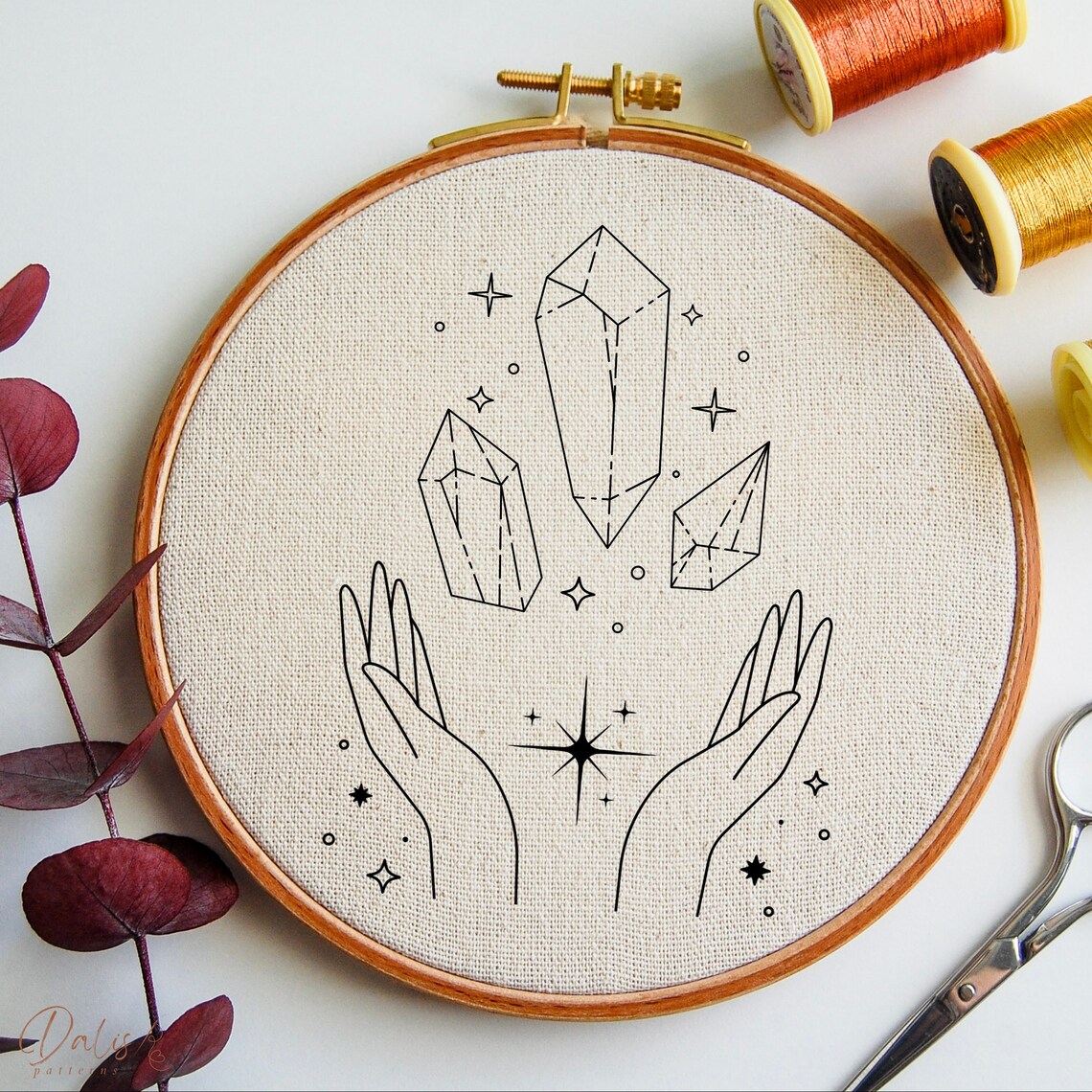Celestial Hand Embroidery Design Bundle: Cosmic Planet, Crystals, Sun ...