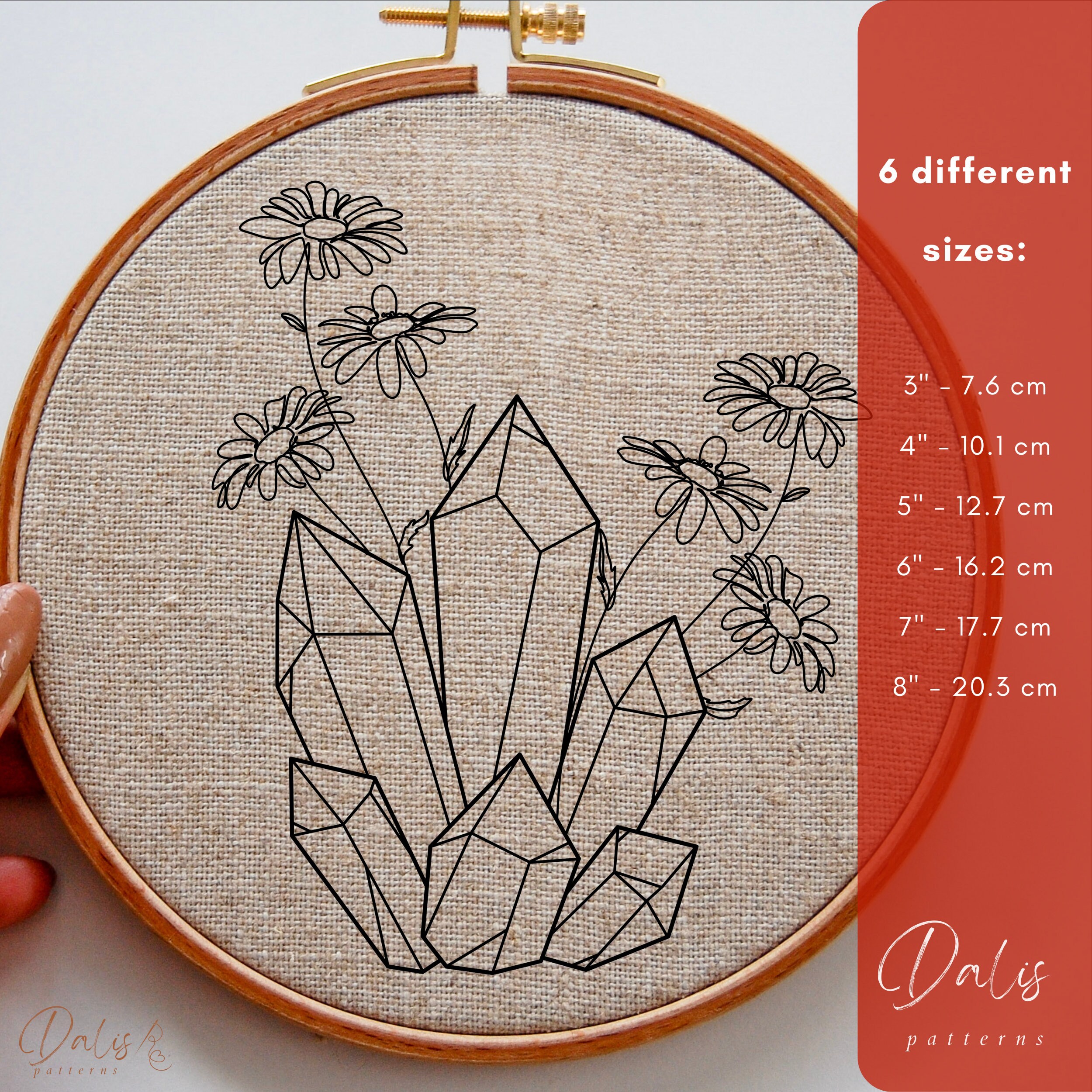 Crystals Hand Embroidery PDF Pattern File, Witchy Embroidery Hoop Art ...