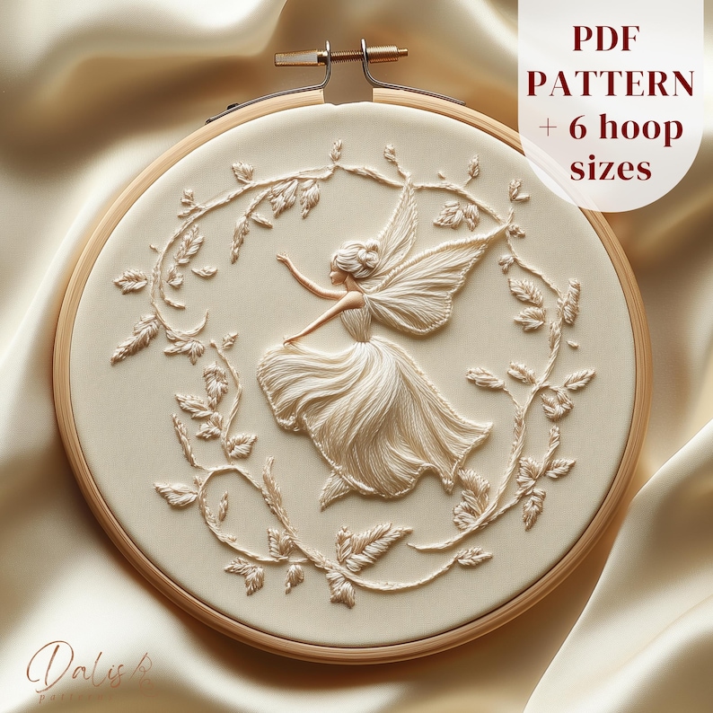 Dancing Fairy Hand Embroidery Pattern, Fantasy Embroidery PDF Design ...