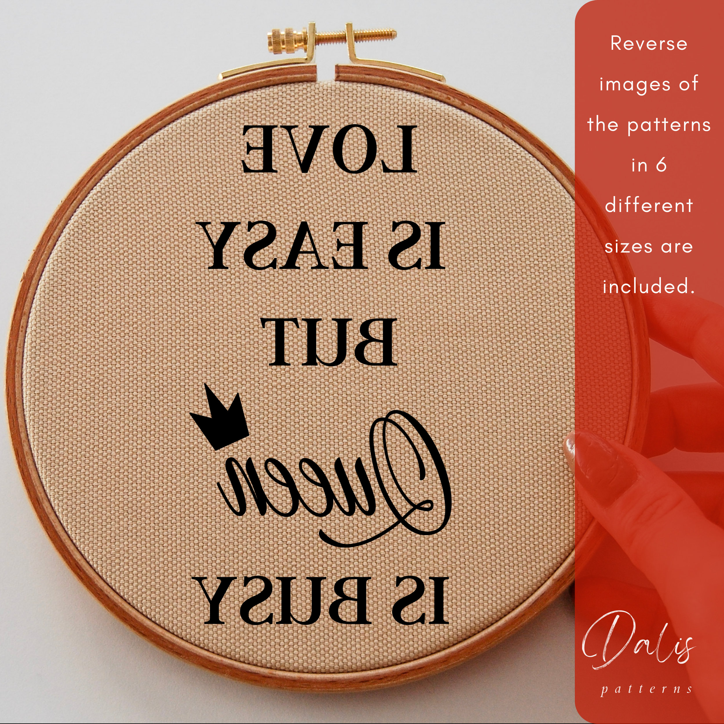 Modern Hand Embroidery PDF Pattern, Funny Queen Quote DIY Hoop Art ...