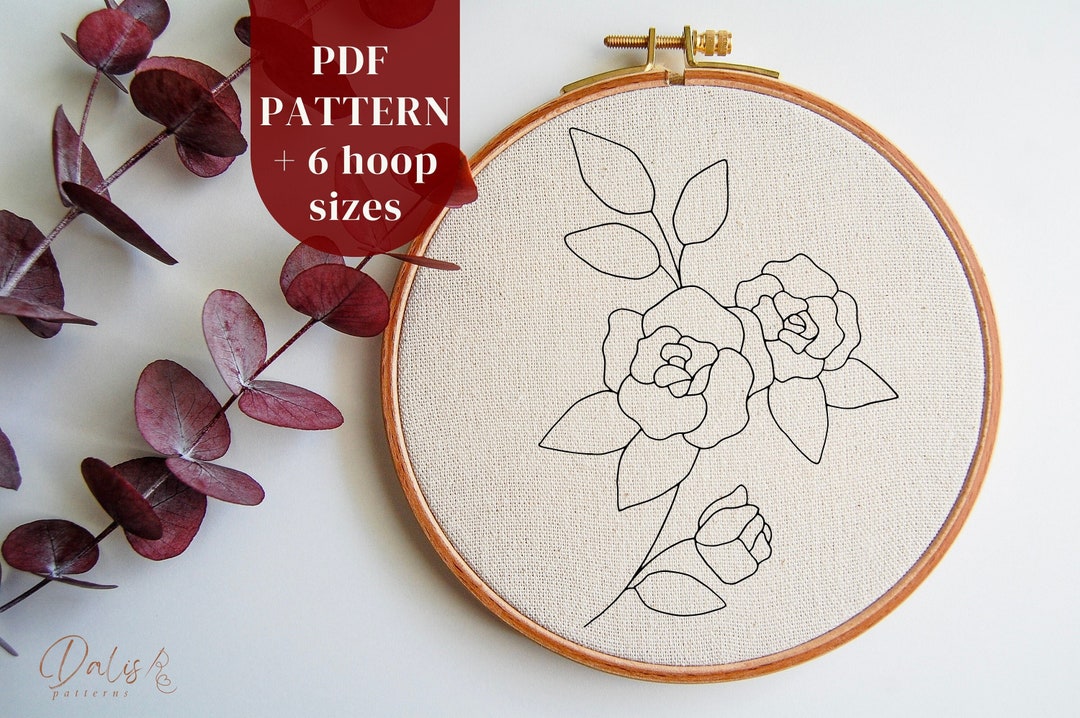 Rose Flower Hand Embroidery PDF Pattern DIY Embroidery - Etsy