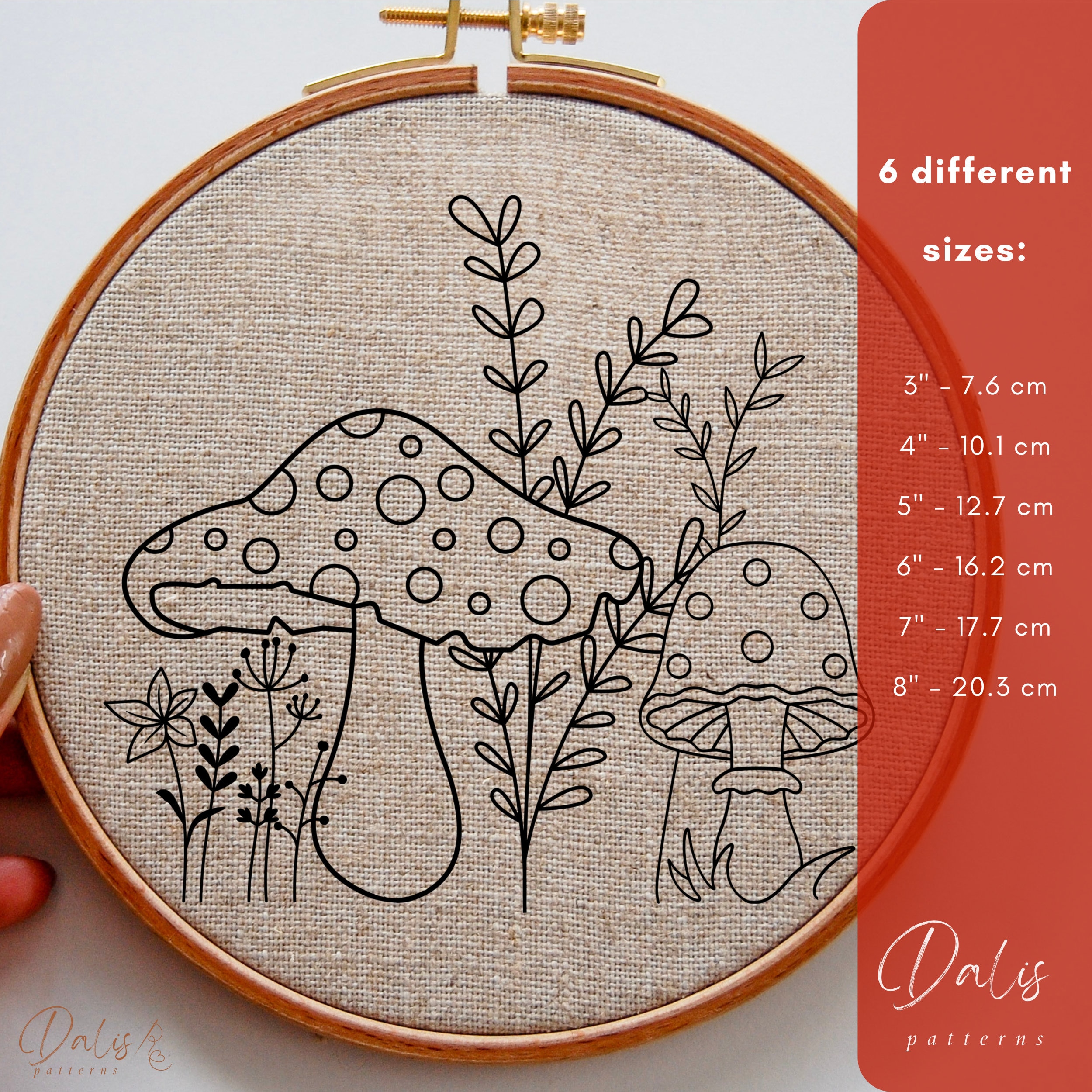 Mushrooms Embroidery PDF Pattern Template, Whimsical Mushroomcore ...