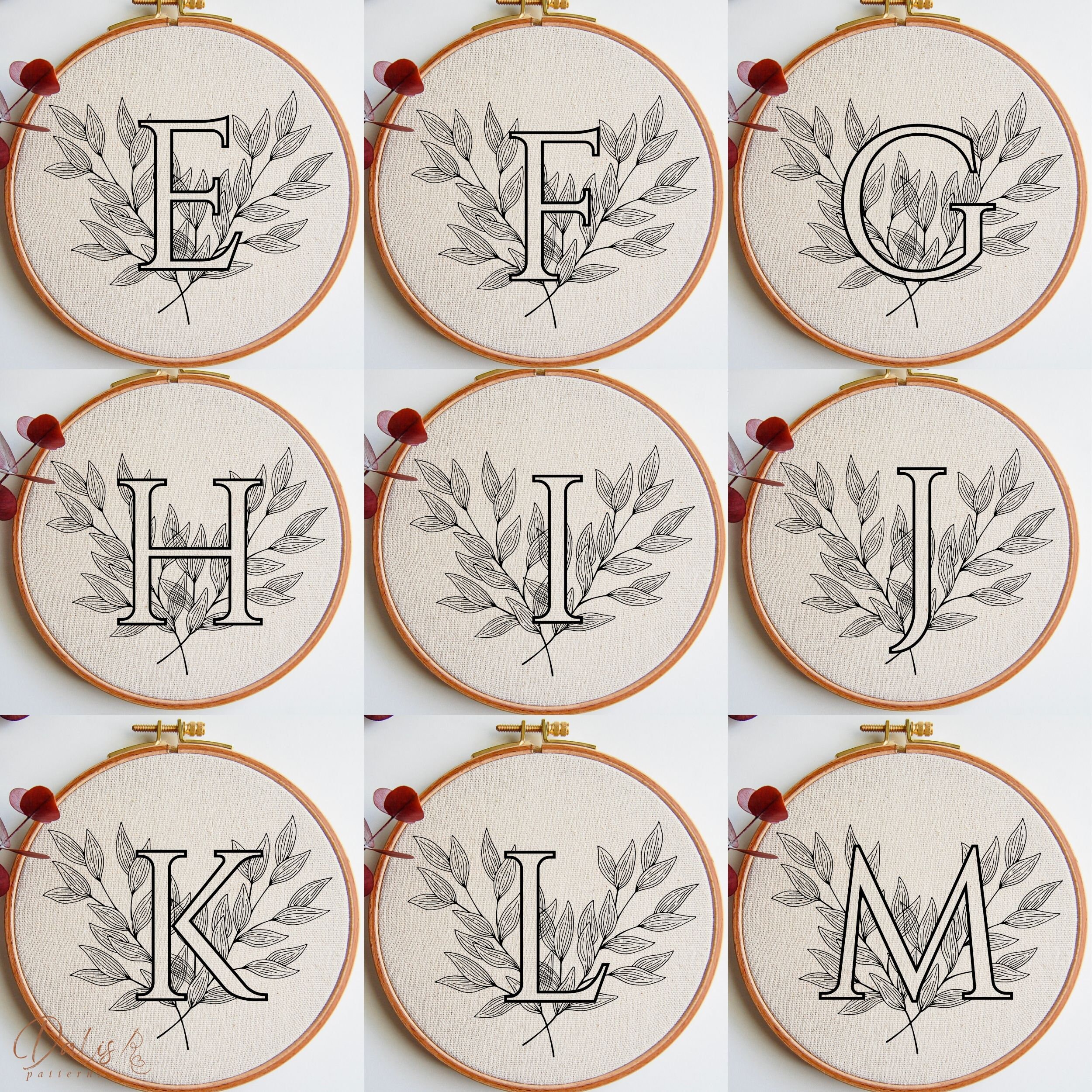 Alphabet Letters Embroidery PDF Pattern, Monogram Embroidery Design ...