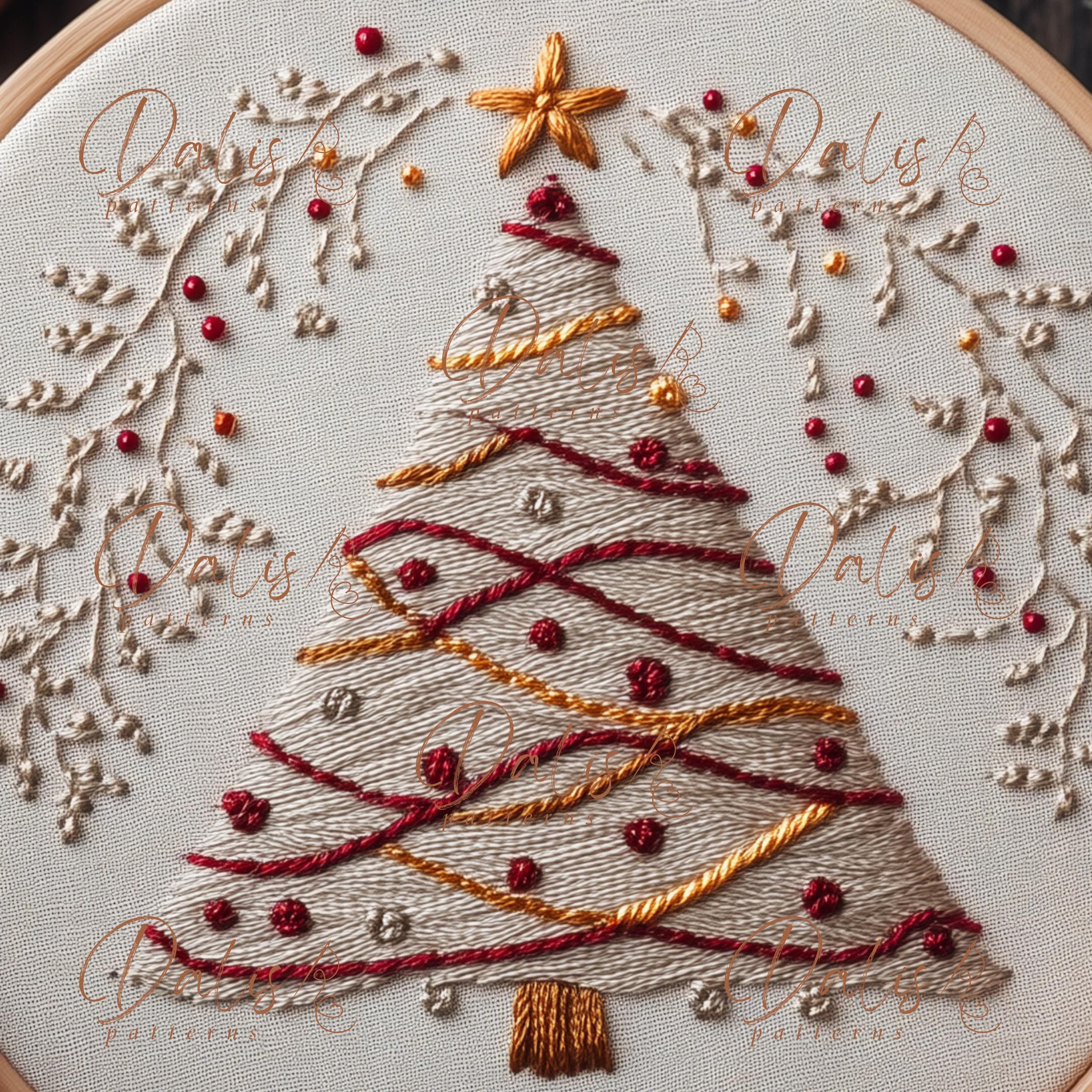 Christmas Tree Hand Embroidery Design, Winter Embroidery Design ...