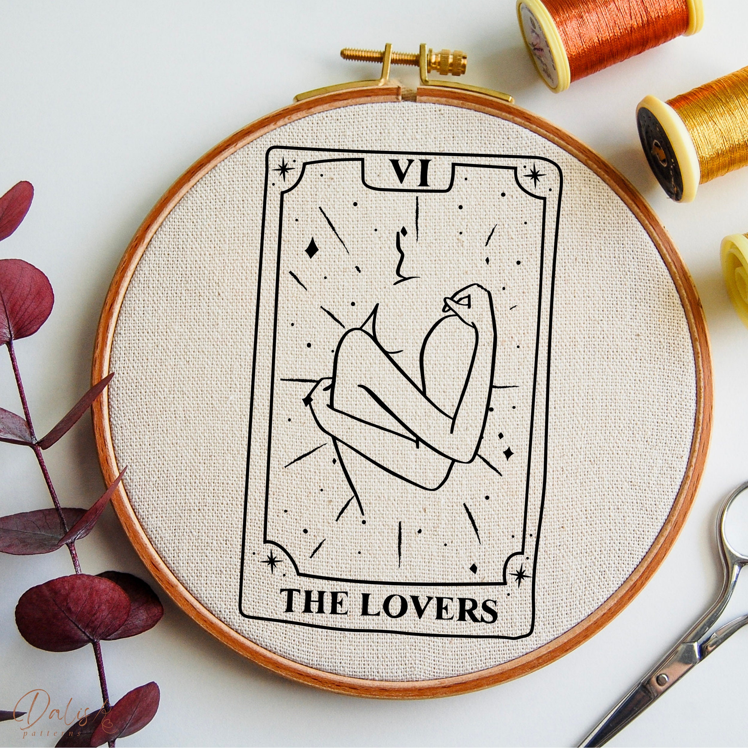 Couple Hand Embroidery PDF Pattern File: the Lovers Tarot Card ...