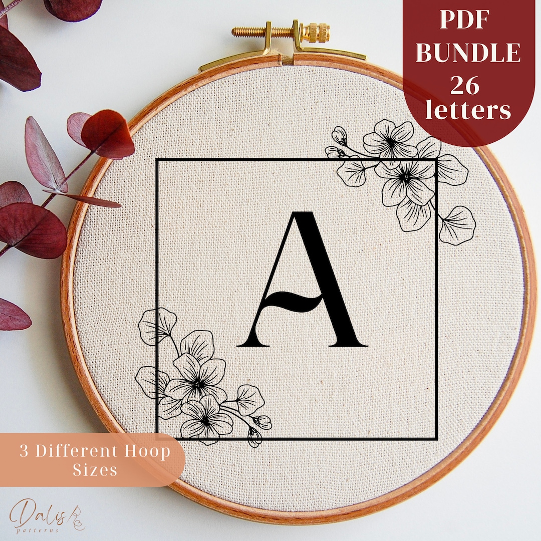 Alphabet Letters Embroidery Patterns Bundle, Monogram Hand Embroidery ...