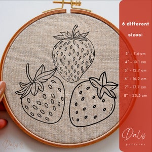 Summer Fruit Hand Embroidery PDF Pattern File, Strawberries Hand ...