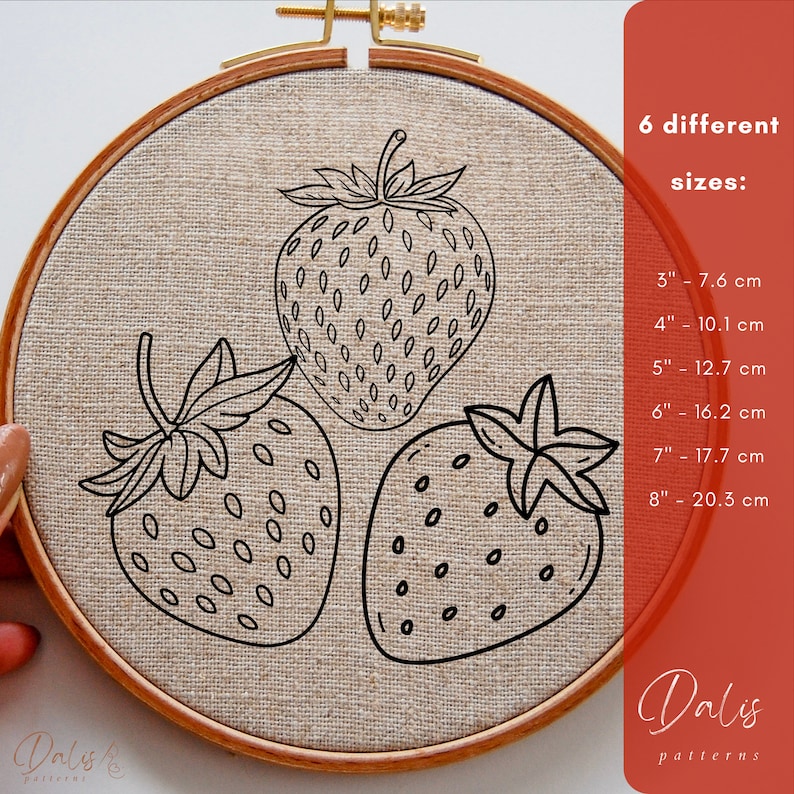 Summer Fruit Hand Embroidery PDF Pattern File, Strawberries Hand ...