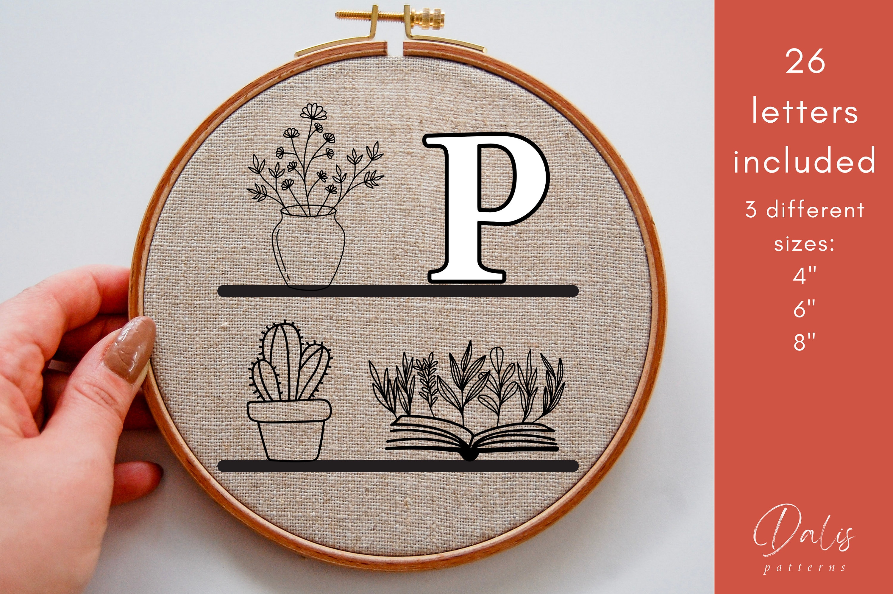 Monogram Embroidery PDF Pattern Bundle With Bookshelves Design, Beginner Hand Embroidery PDF ...