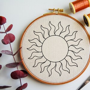 Sun Hand Embroidery Art PDF Pattern for Beginners, Solar DIY Hoop Art ...