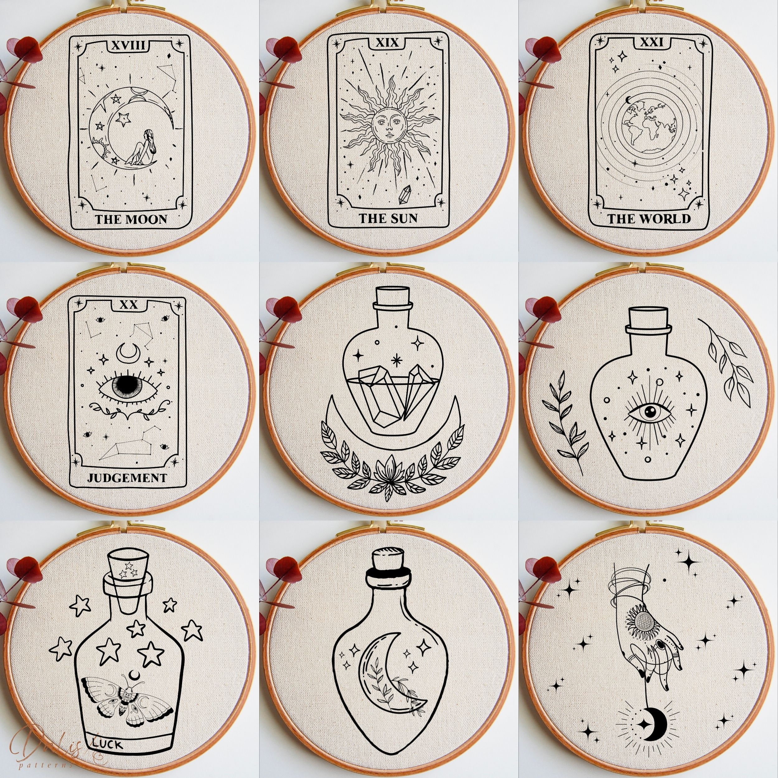 Embroidery PDF Pattern Whole Shop Bundle: Celestial, Witchy, Women ...