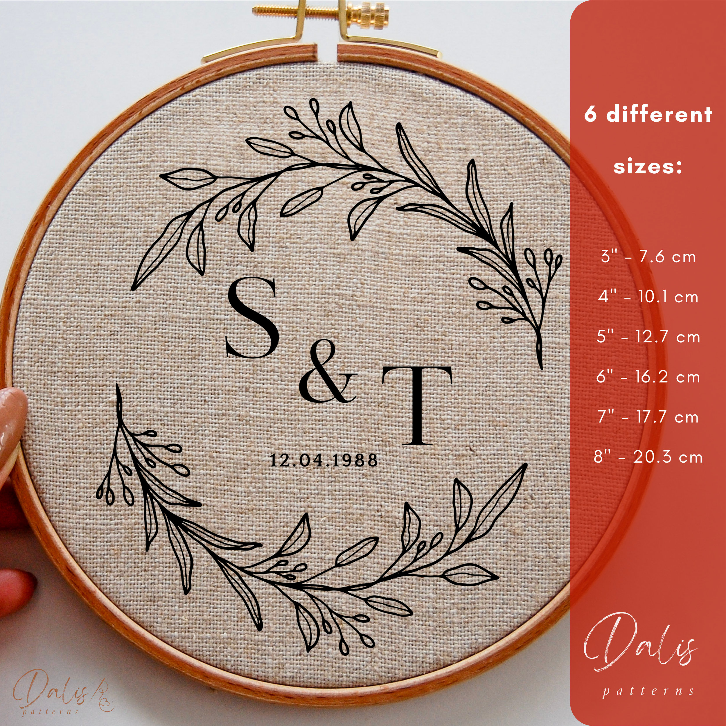 Custom Hand Embroidery PDF Pattern, Personalized Letters and Leaves ...