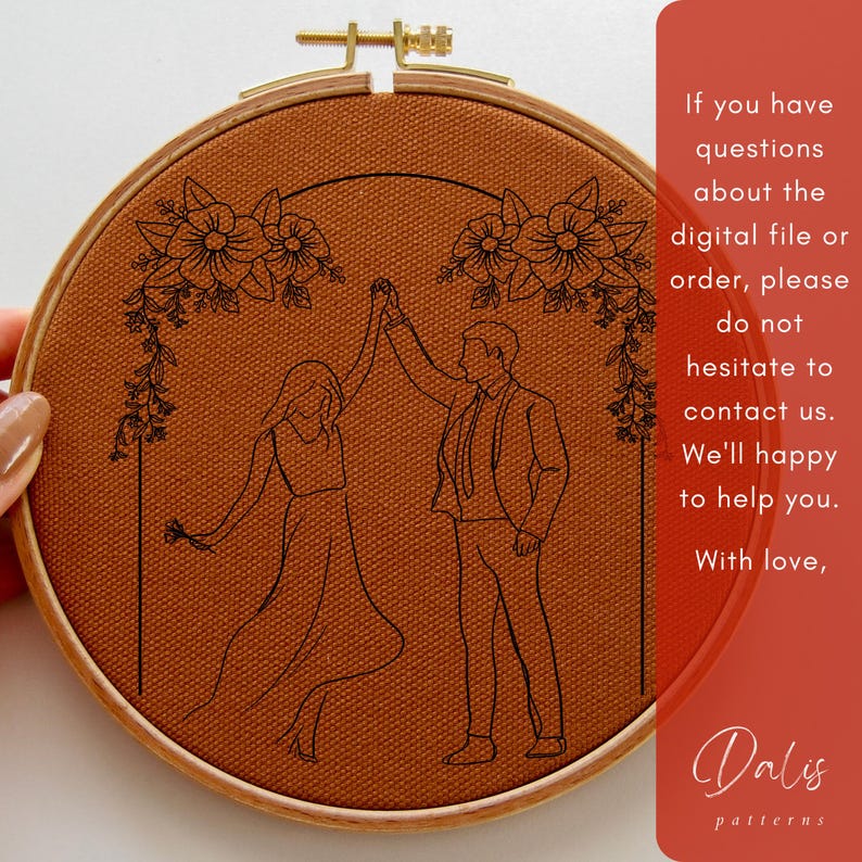Wedding Embroidery PDF Pattern Template, Groom and Bride Dancing ...