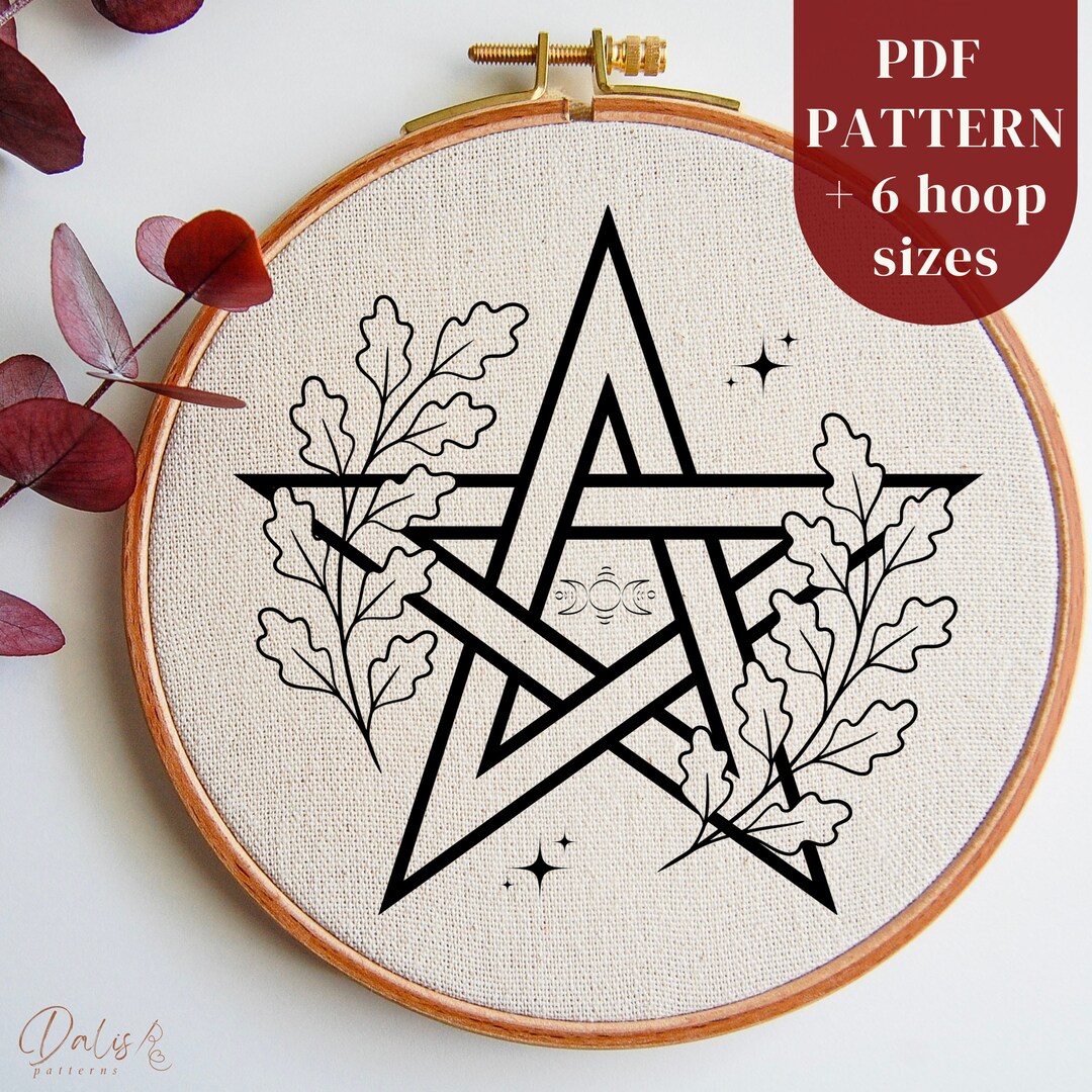 Witchy Embroidery PDF Pattern Digital, Wiccan Hand Embroidery Design ...