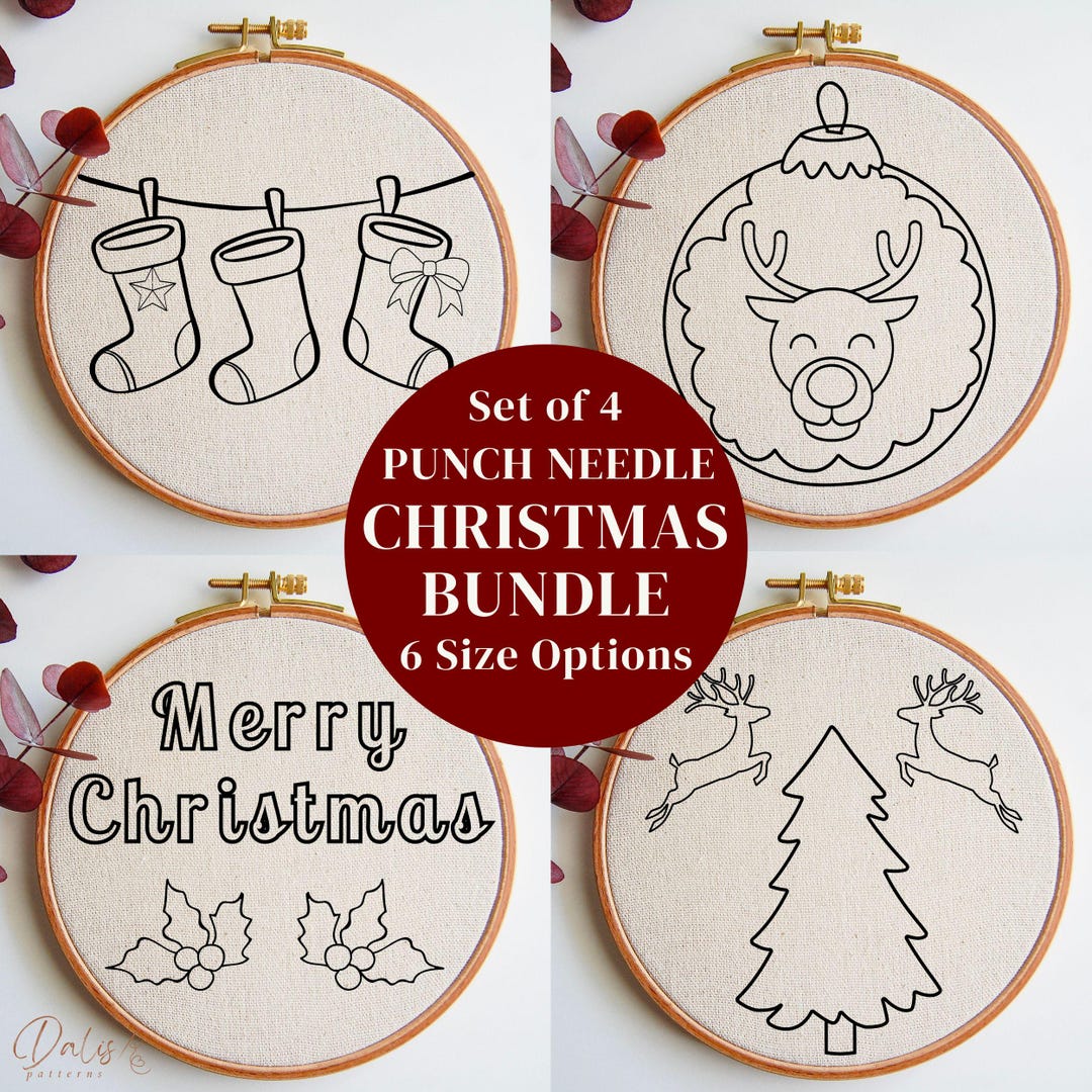 Christmas Punch Needle Pattern Bundle, Holiday Season Punch Needle ...