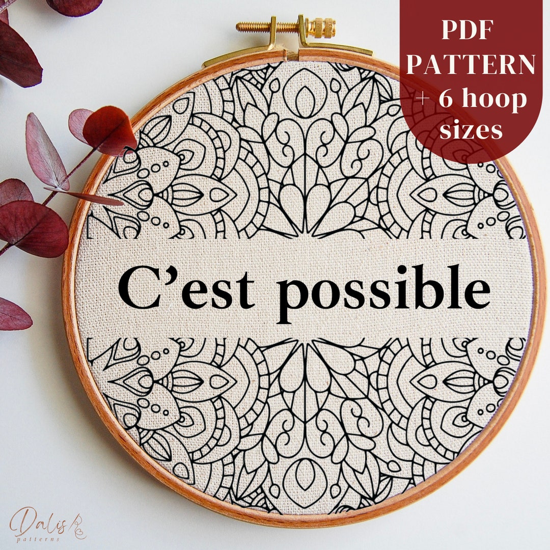 Mandala Embroidery PDF Pattern, Motivational French Stitching Design ...