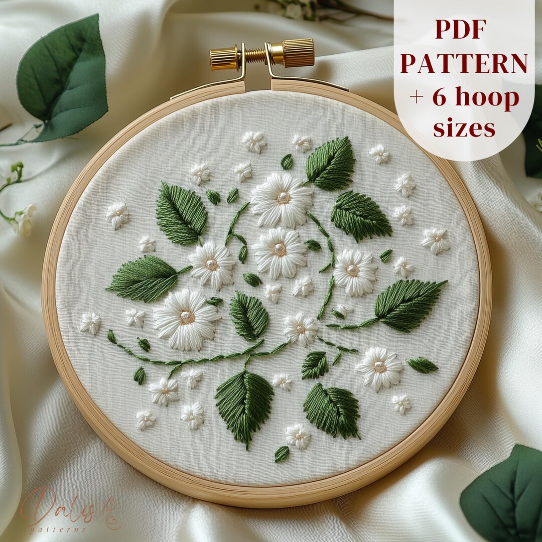 Hand Embroidery PDF Pattern, Flowers Embroidery Design, Printable DIY ...