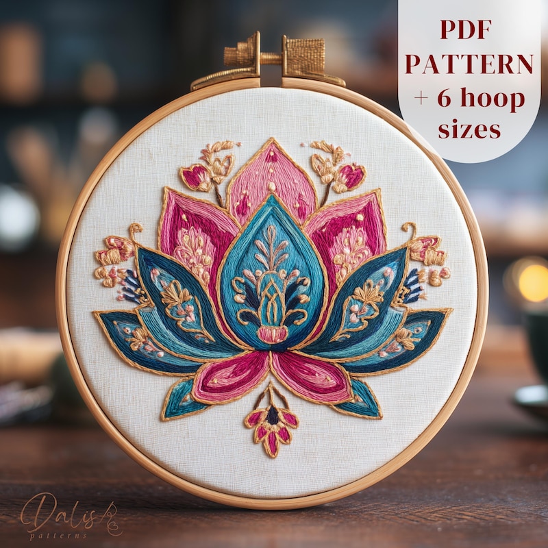 Lotus Flower Embroidery - Etsy