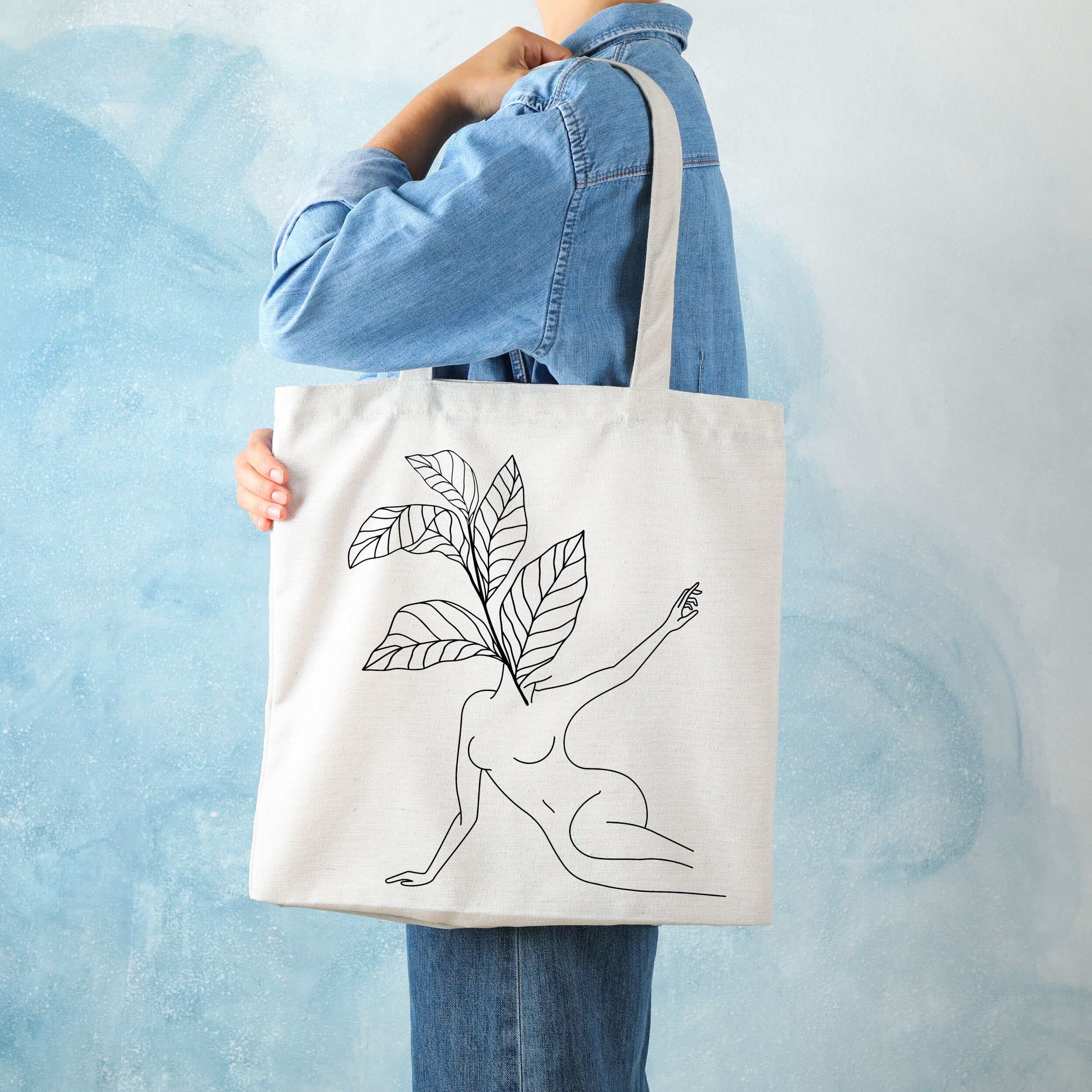 Modern Female Embroidery Pattern Design, Woman Silhouette With Leaves ...