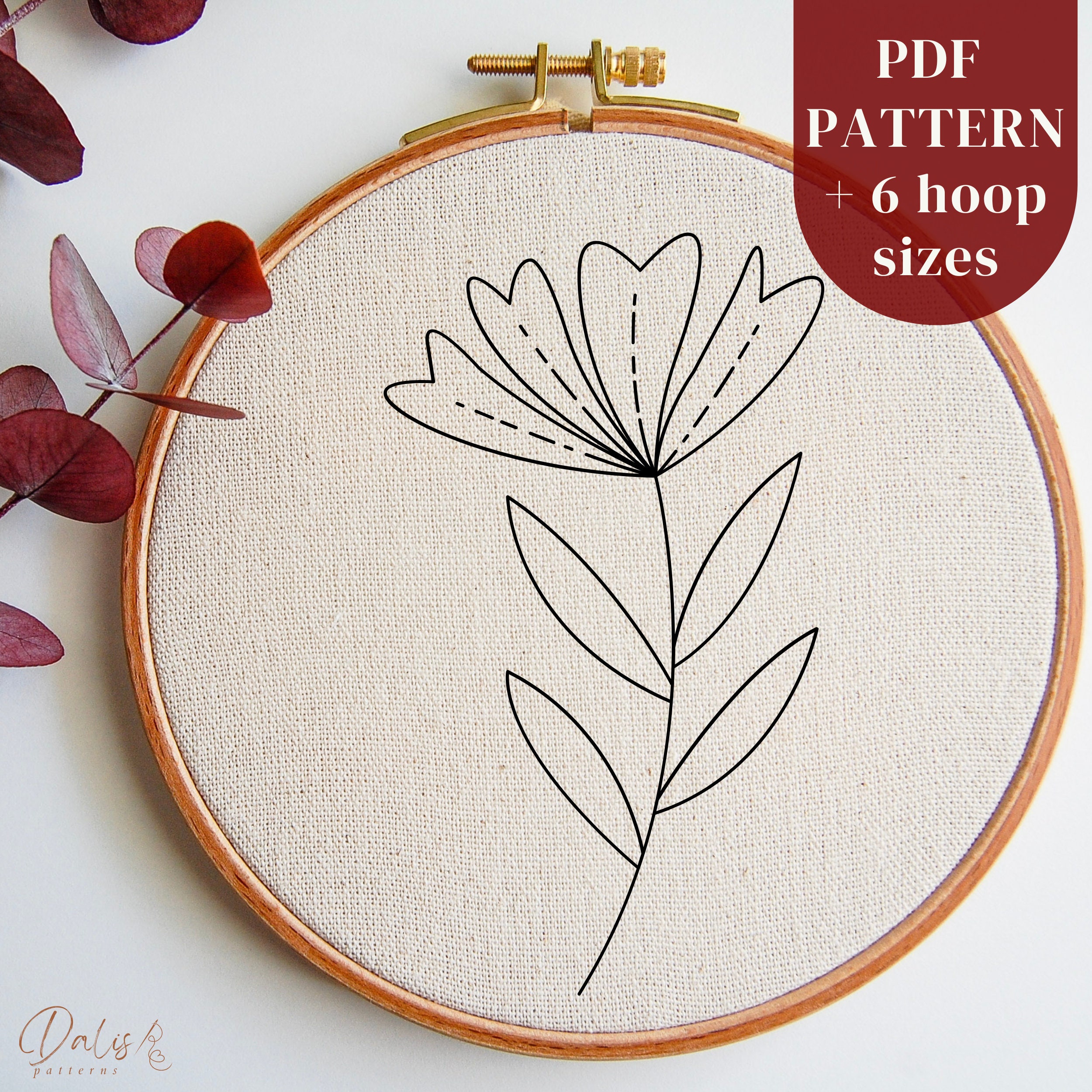 Flower Hand Embroidery Art PDF Pattern for Beginners Minimal - Etsy