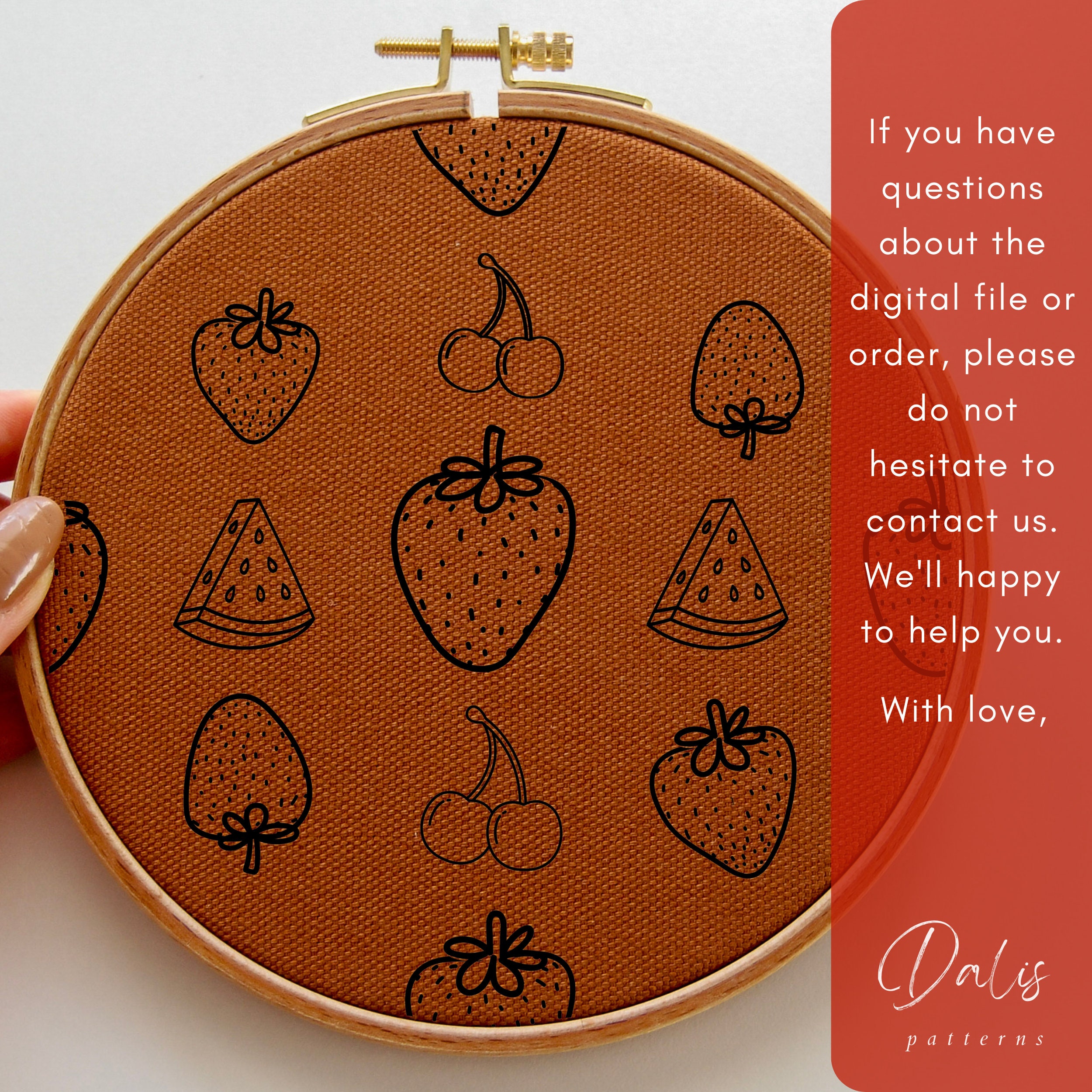 Summer Fruits Embroidery PDF Pattern, Food Hand Stitching Pattern for ...