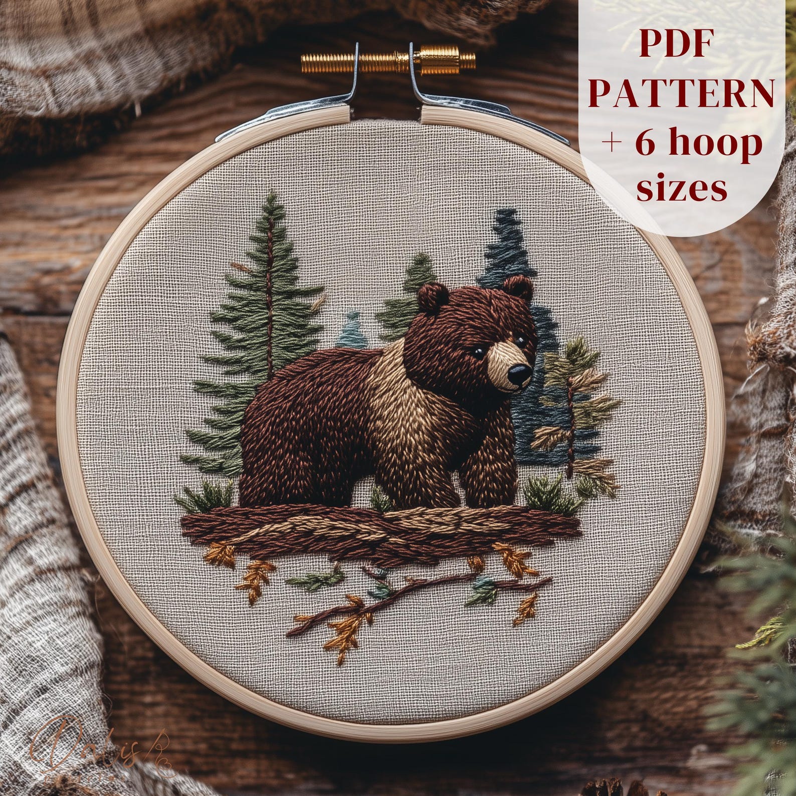 Bear Hand Embroidery PDF Pattern, Woodland Animal Embroidery Design ...