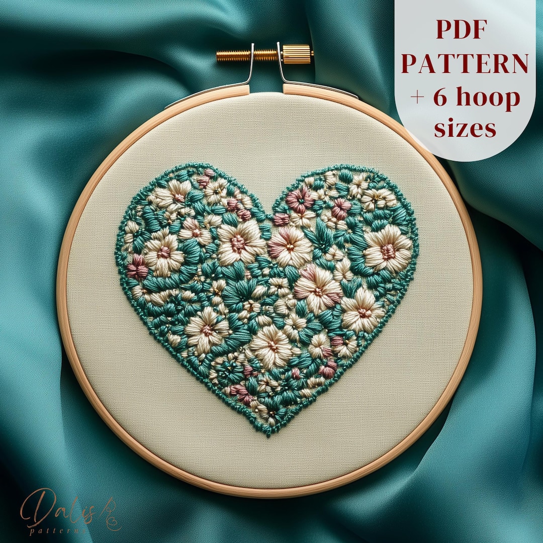 Printable Hand Embroidery Pattern, Love Embroidery PDF Design, Floral ...