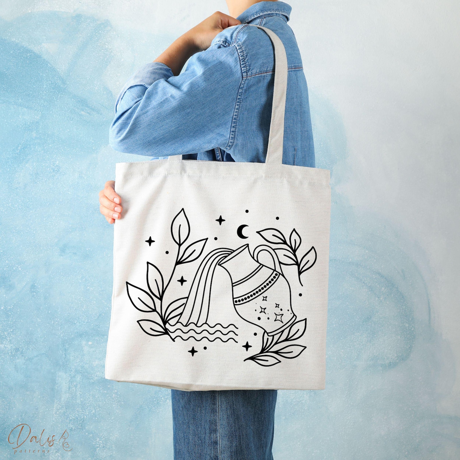 Aquarius Zodiac Sign Embroidery Pattern, Astrology Hand Embroidery ...