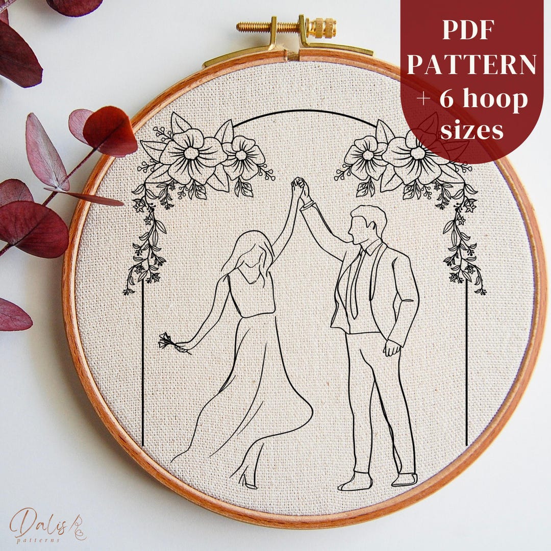 Wedding Embroidery PDF Pattern Template, Groom and Bride Dancing ...
