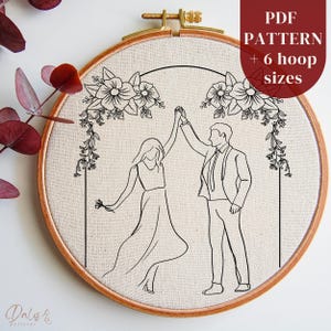 Wedding Embroidery PDF Pattern Template, Groom and Bride Dancing ...