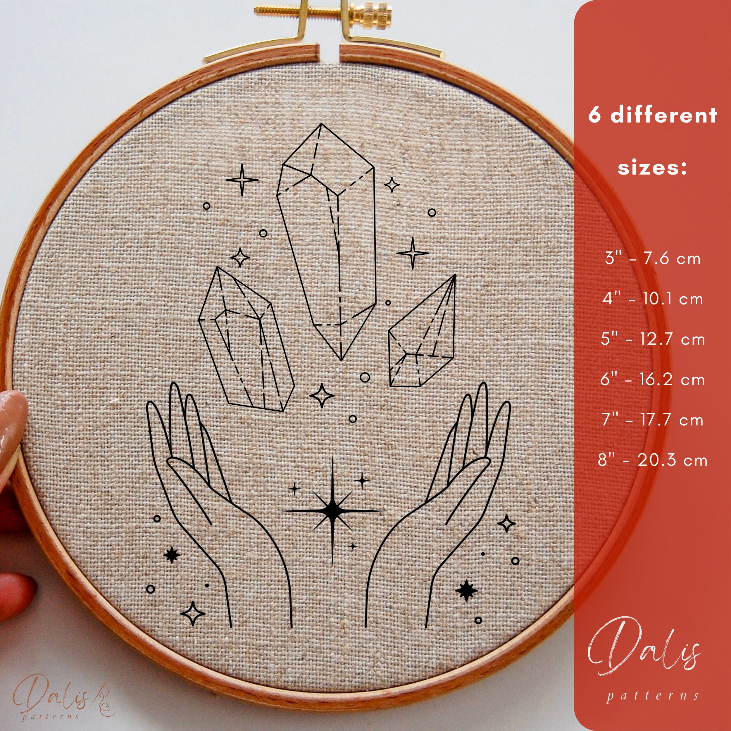 Celestial Hand Embroidery PDF Pattern: Cosmic Crystals and Magical Hand ...