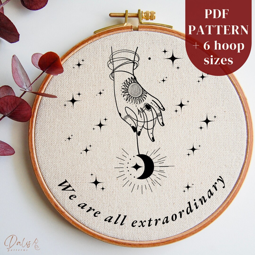 Celestial Embroidery PDF Pattern, Modern Hand Embroidery Template ...