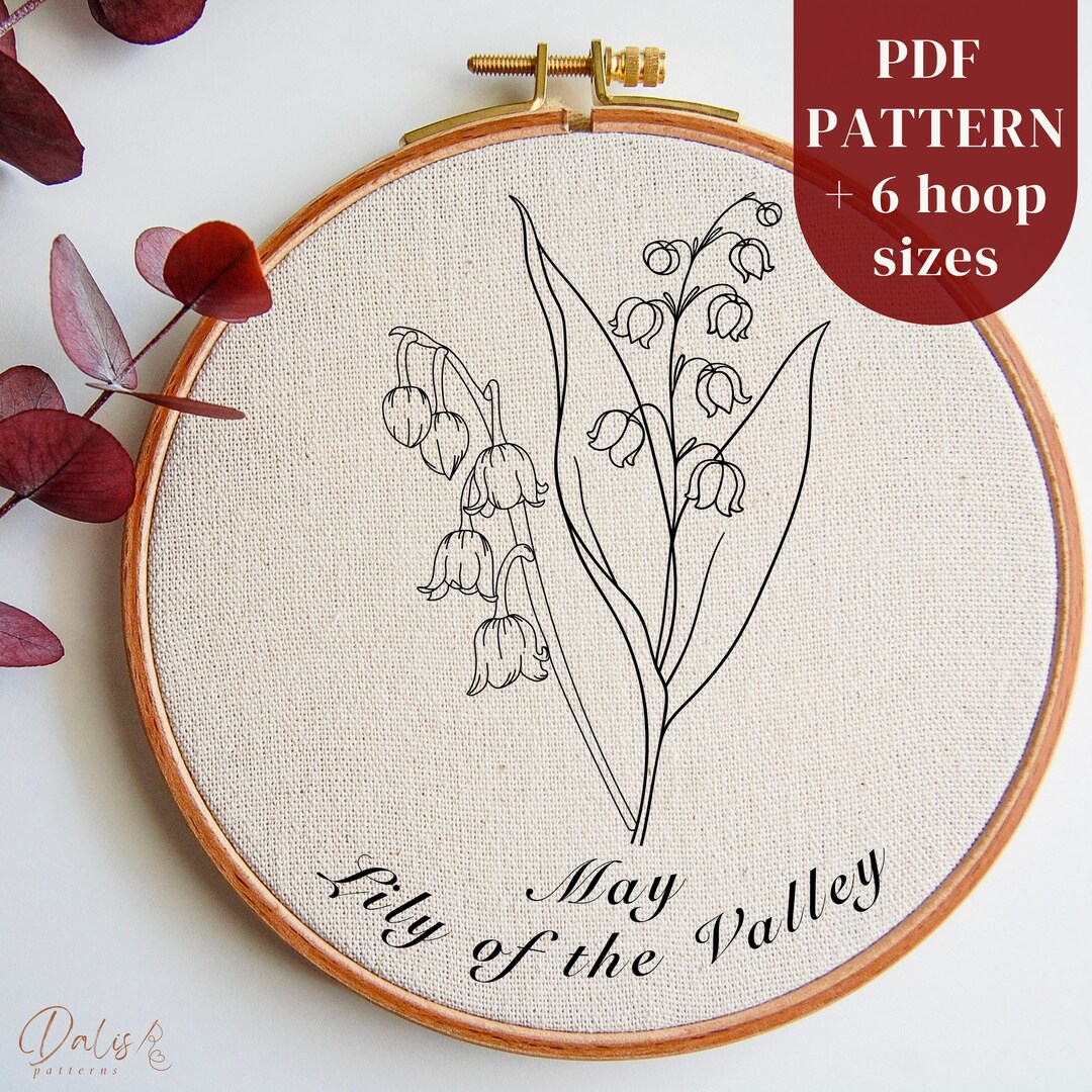 DIY Hand Embroidery PDF Pattern Design: May Birth Month Flower Lily of the Valley, Hand ...