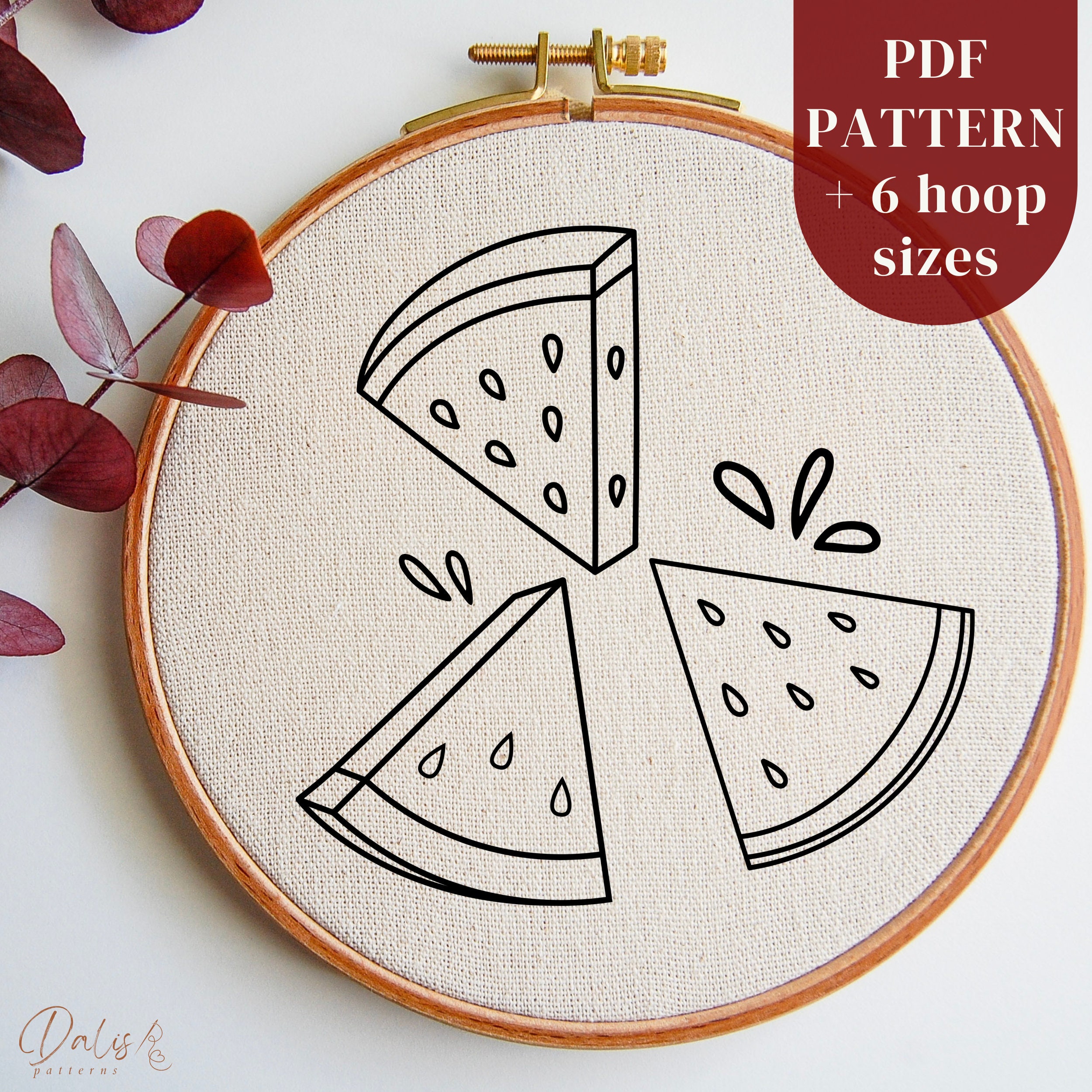 Watermelon Hand Embroidery PDF Pattern, Kitchen DIY Hoop Art Design ...