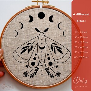 Printable Moth Embroidery Pattern Template Bundle, Wiccan Insect ...