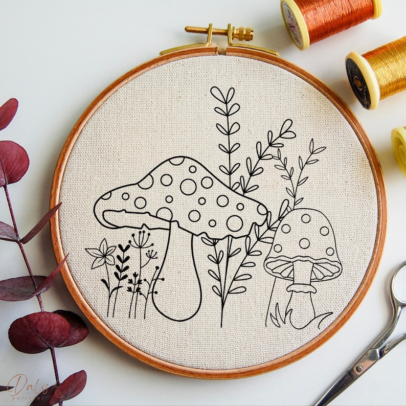 Mushrooms Embroidery PDF Pattern Bundle, Mushroomcore Embroidery Hoop ...
