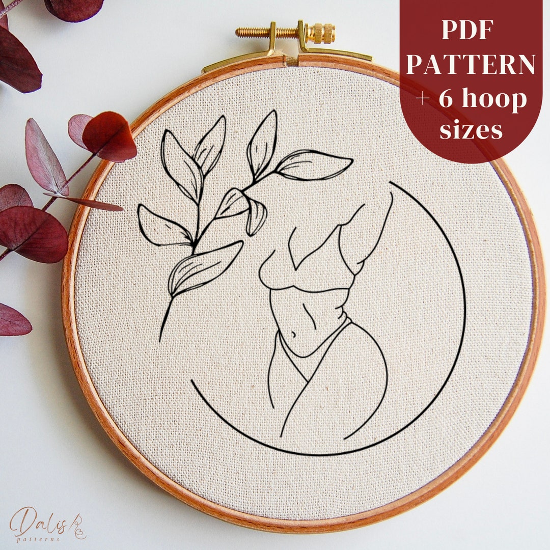 Curvy Female Modern Hand Embroidery PDF Pattern, Body Positivity DIY ...