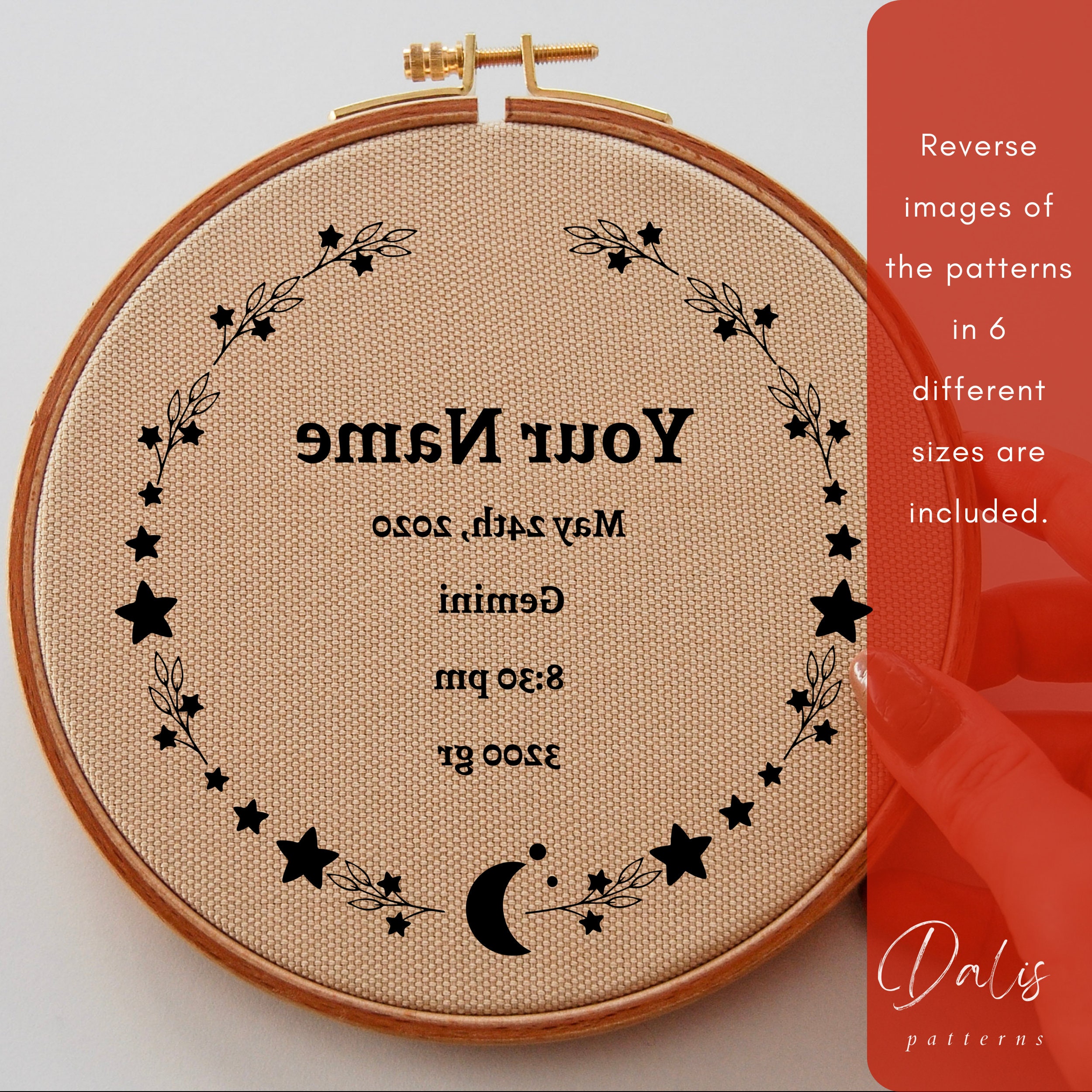 Custom Newborn Baby Embroidery Design, Nursery Embroidery DIY Hoop Art ...